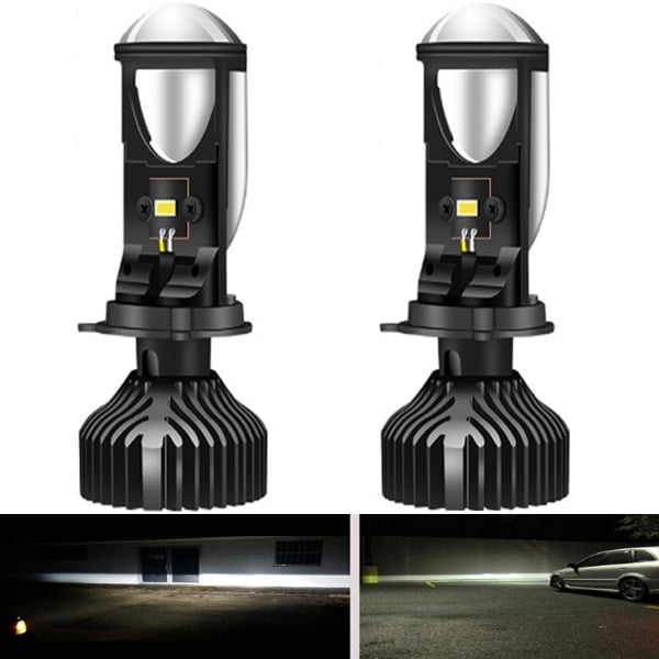H4 LED Headlight Bulbs Mini Projector Lens Left-Hand Drive 20000 Lumens ...