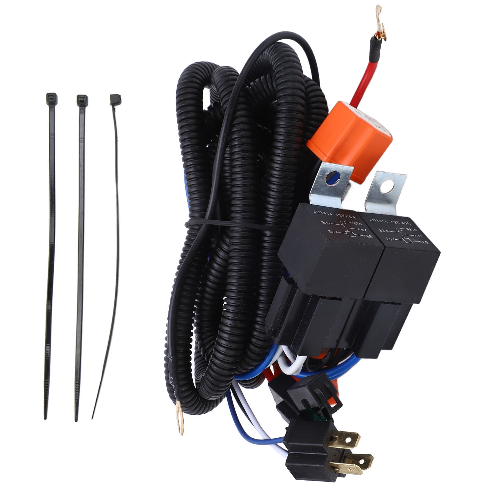 H4 LED Headlight Wiring Harness Negative Switched Conversion Fused H4 ...