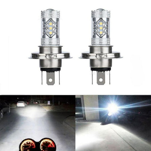 H4 LED Motorcycle Headlight Bulb 9003 HB2 6500K Hi/Lo Beam 80W 1500LM for Cat ATV 2-Pack Fog ...