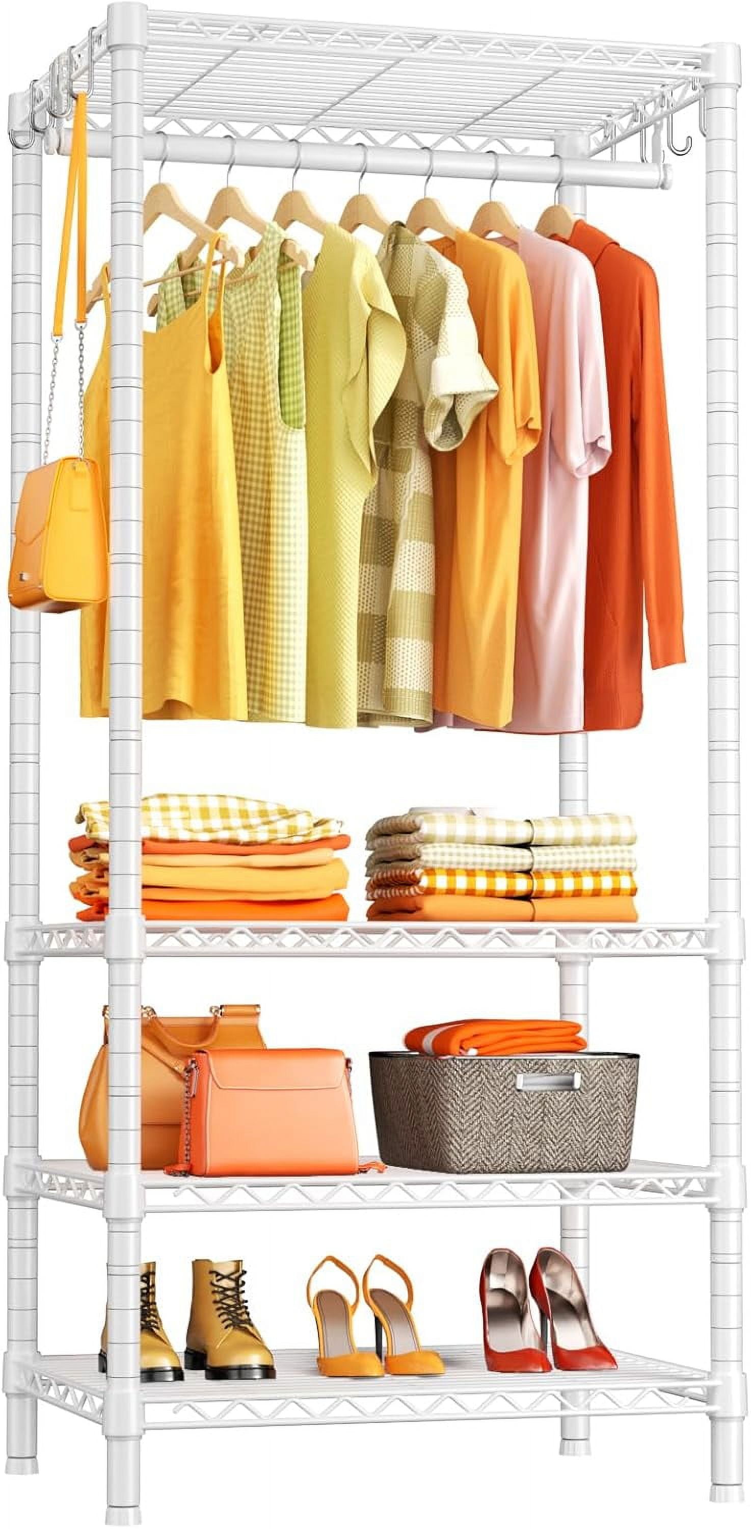 H4 Mini Portable Closet, 4 Tiers Freestanding Clothing Garment Rack for ...