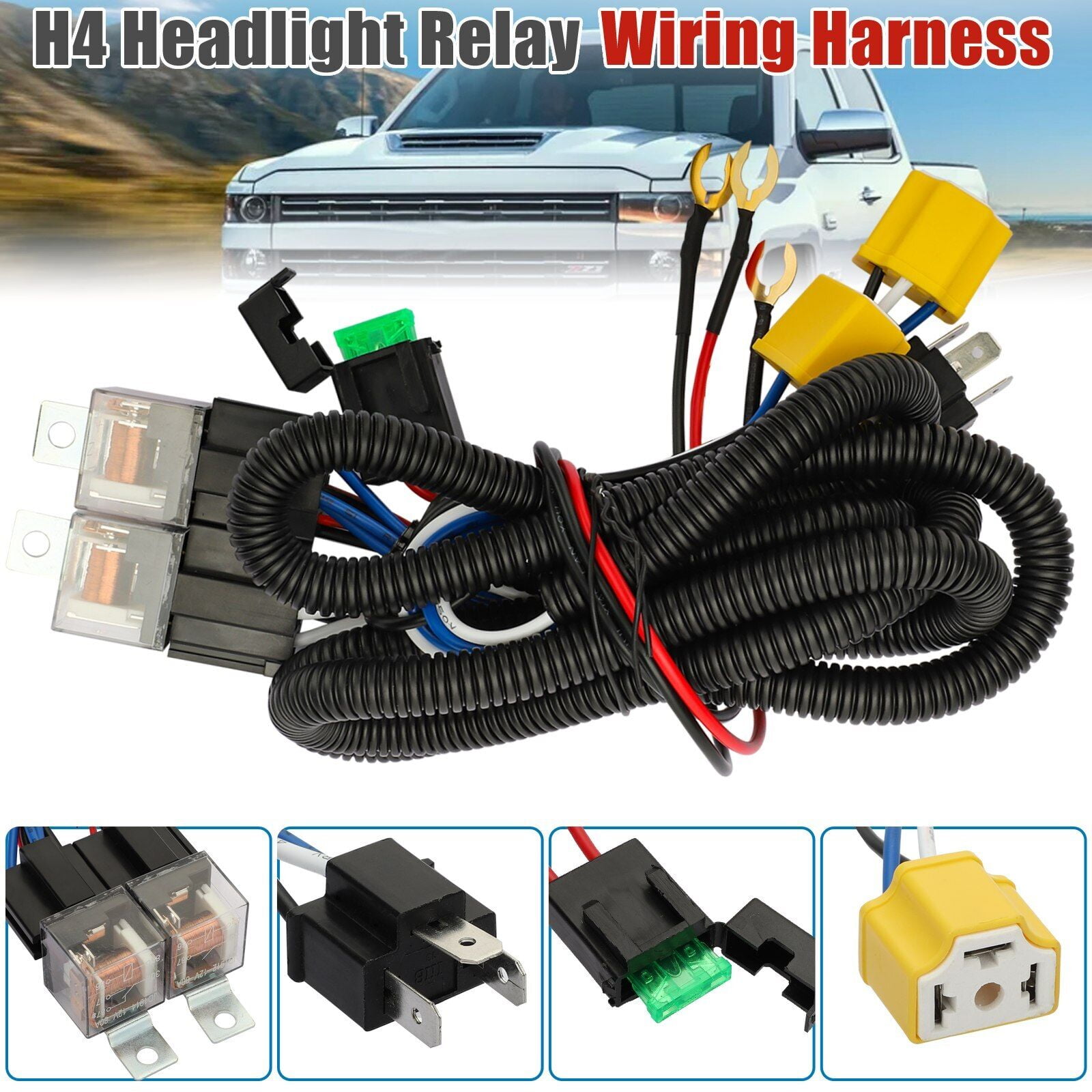 H4 Relay Harness H6054 7x6 5x7 Headlight Wiring Harness for Toyota ...