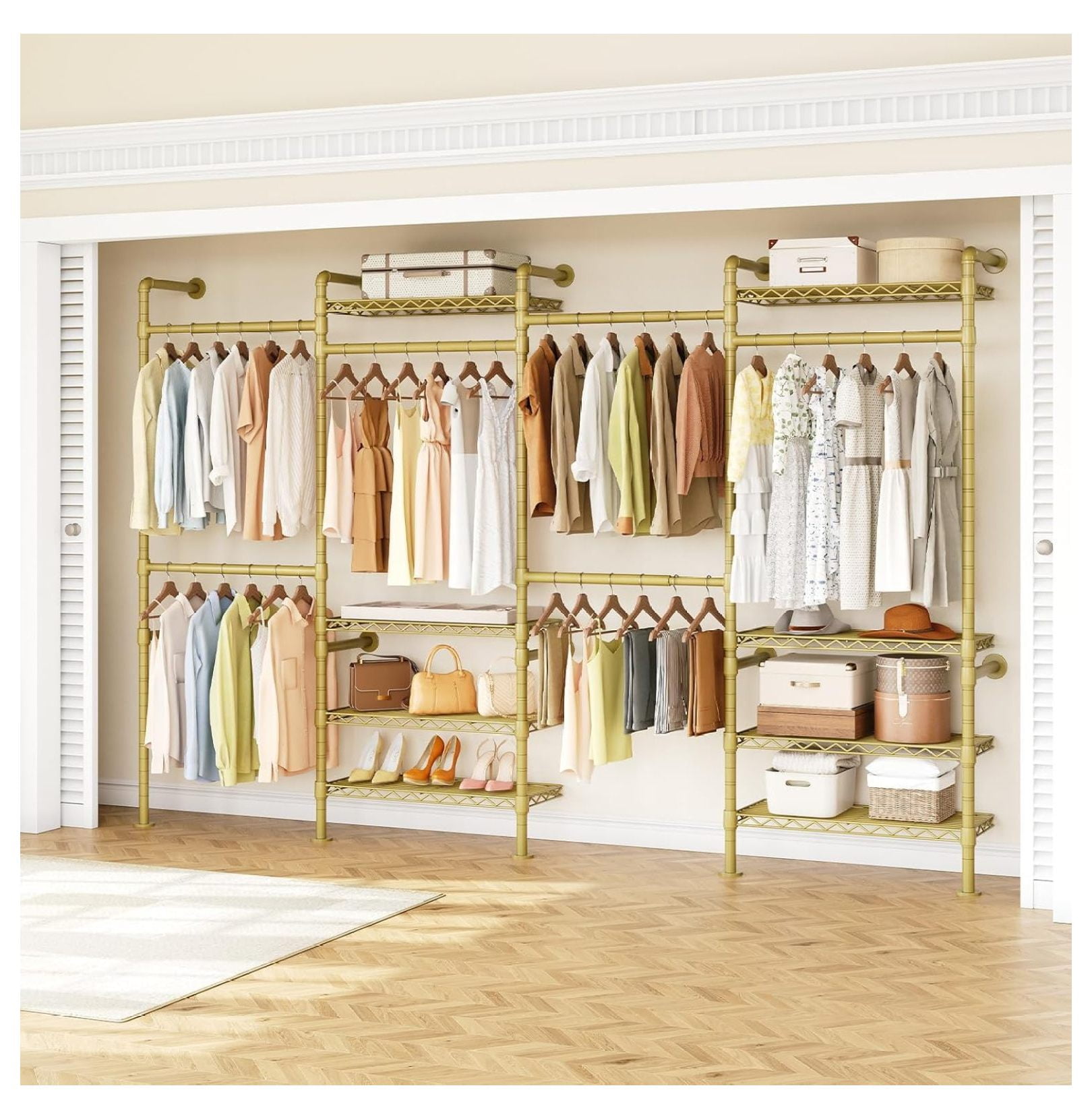 H4 Wall Mounted Closet System, Expandable Industrial Pipe Clothes Rack ...
