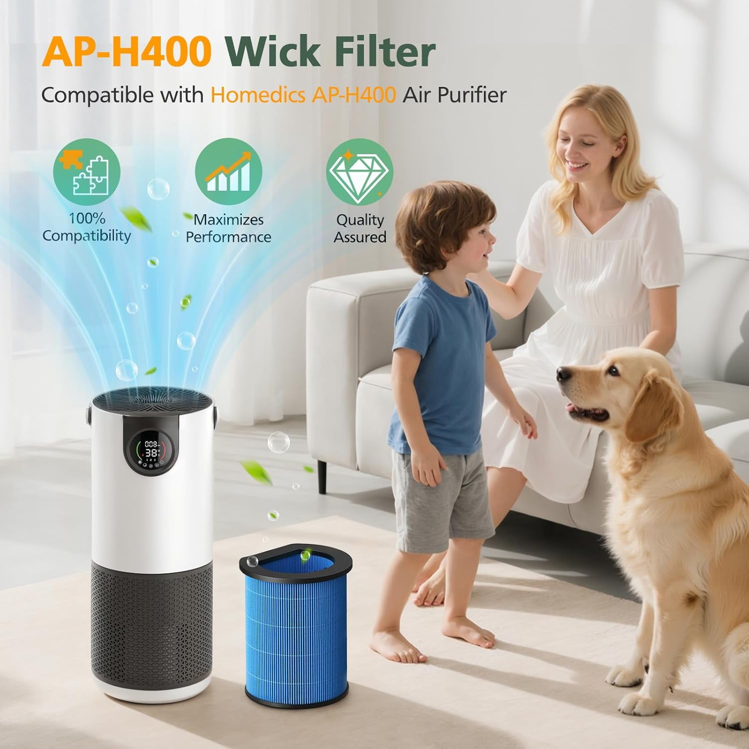 -H400 Wick Replacement Filter Compatible with 2-in-1 Cool Mist ...