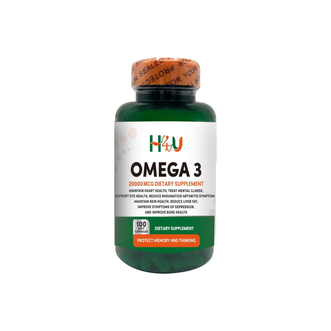 H4U Extra-Strength Omega-3 Supplements, 20000 mcg Softgels with EPA and DHA - Immune Support ...