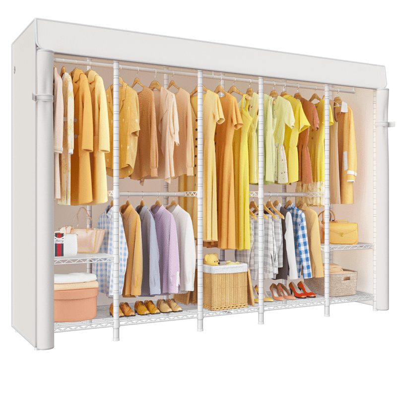 H50C Extra Large Clothes Rack with Cover, Freestanding Portable Closet ...