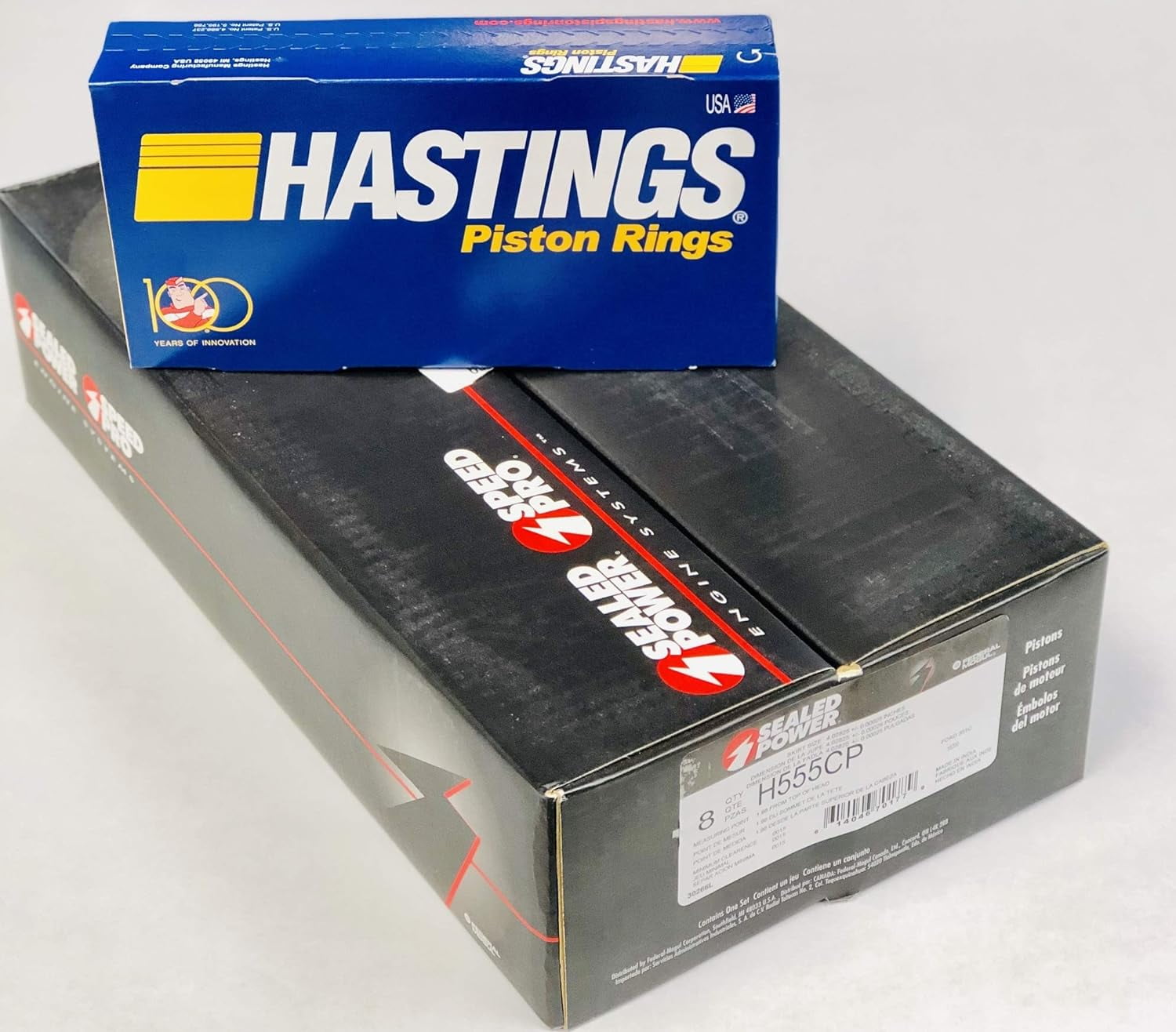 H555CP40 Hypereutectic Coated Skirt Flat Top Pistons & Moly Rings ...