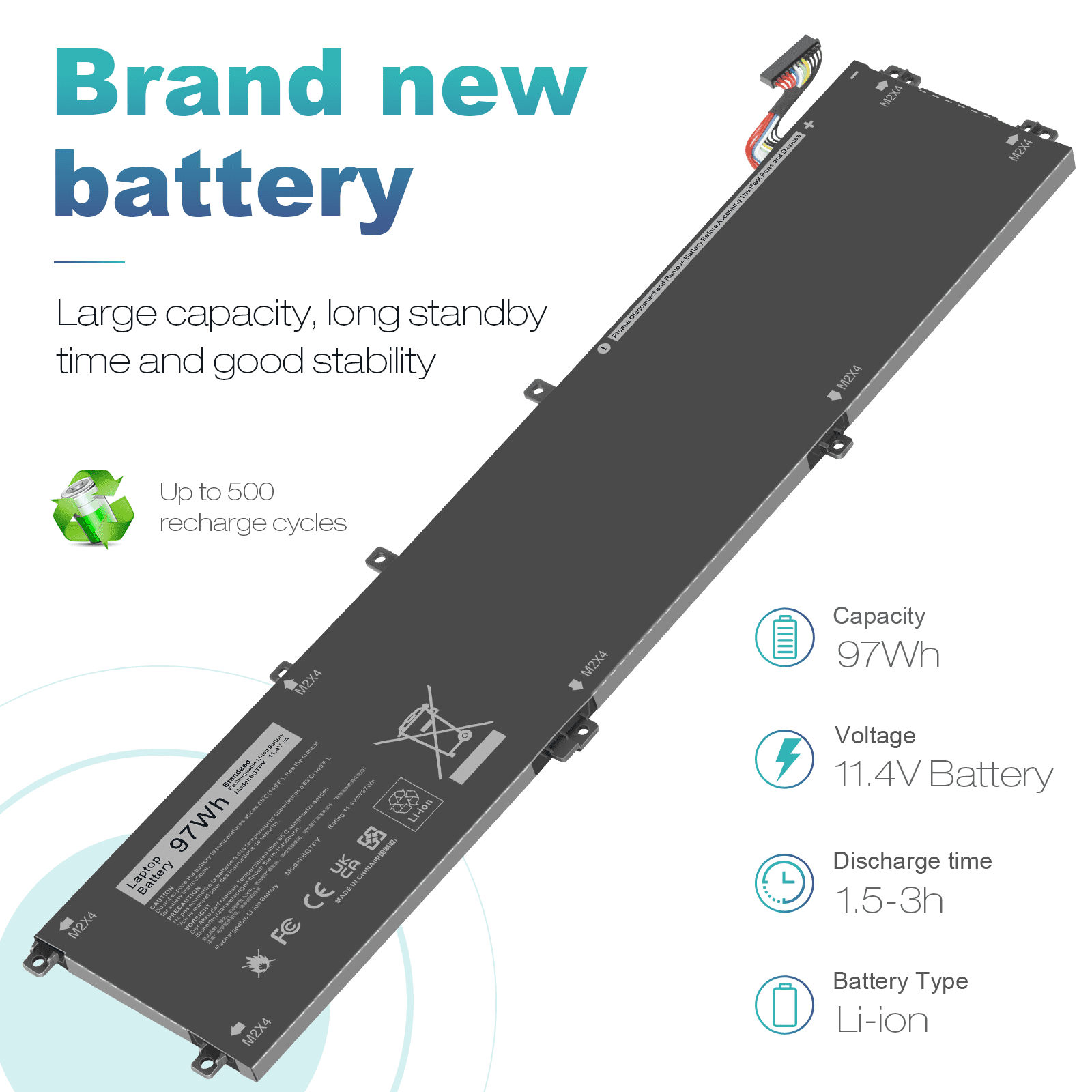 H5H20 Battery for Dell XPS 15 9550 9560 9570 7590 Precision 5510 5520 ...
