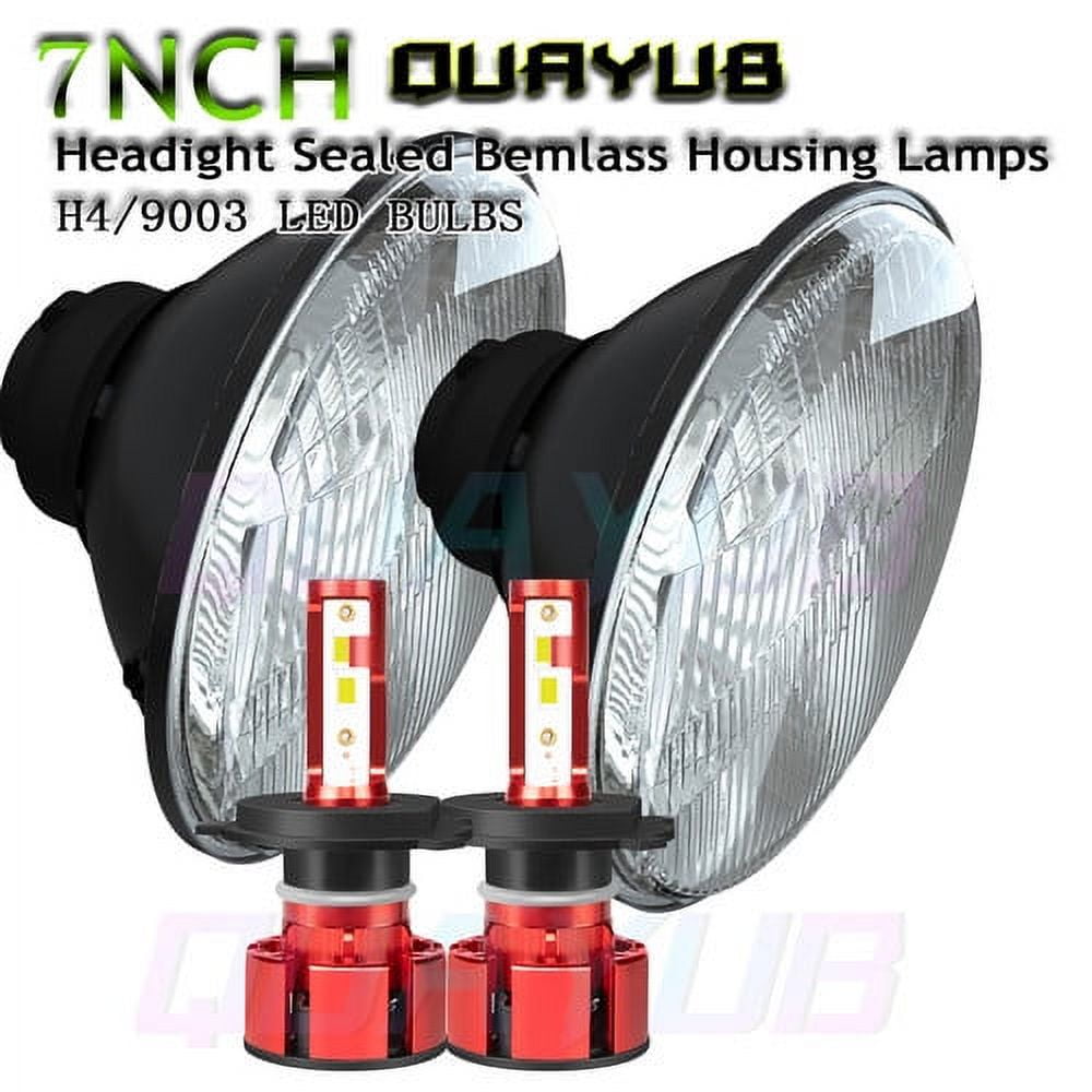 H6024 7" Round Glass Headlight Housing H4 Conversion Kit Lights LOOK ...