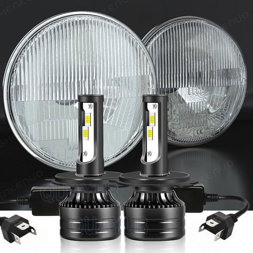 H6024 7" Round Glass Headlight Housing H4 Conversion Kit Lights LOOK ...
