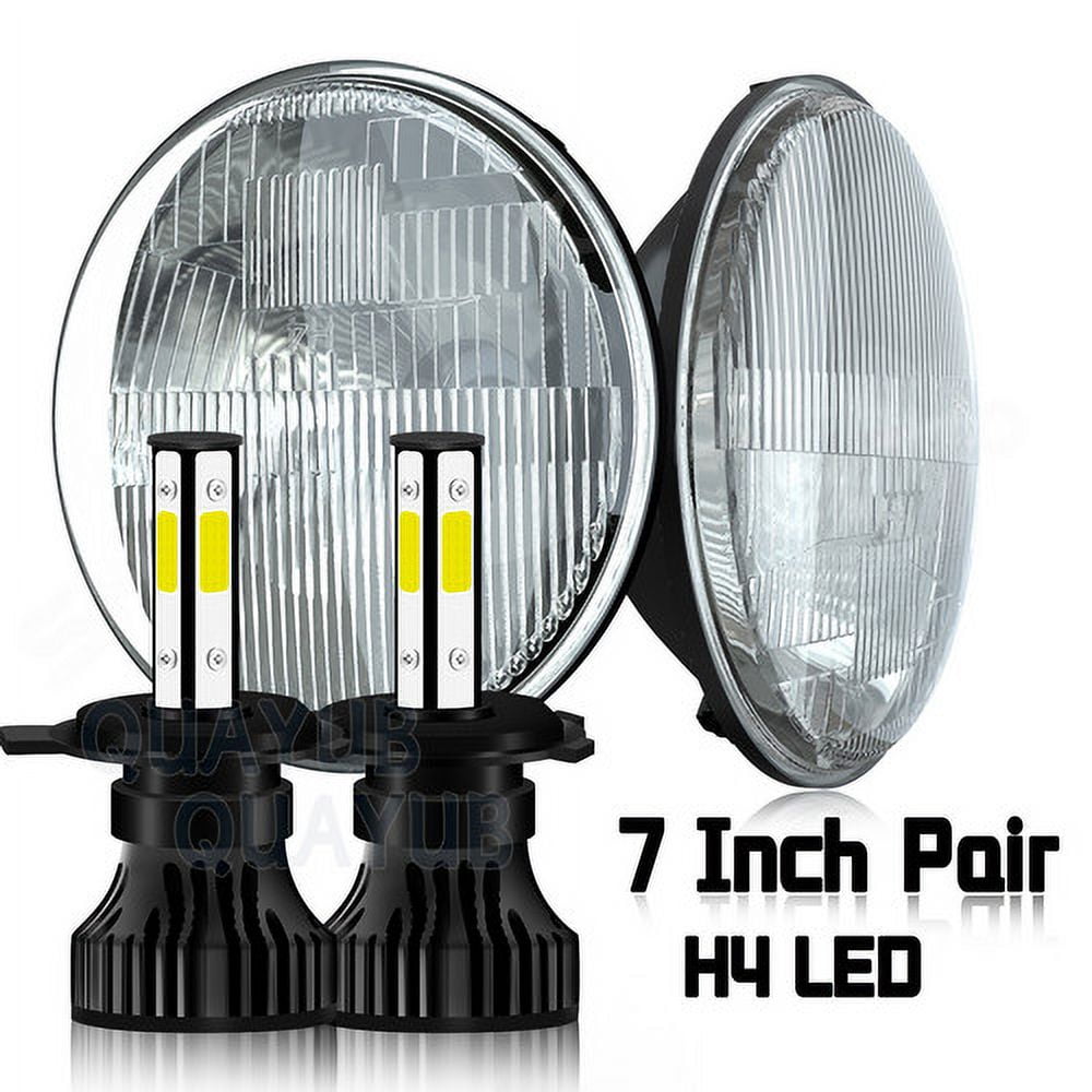 H6024 7" Round Glass Headlight Housing H4 Conversion Kit Lights LOOK ...