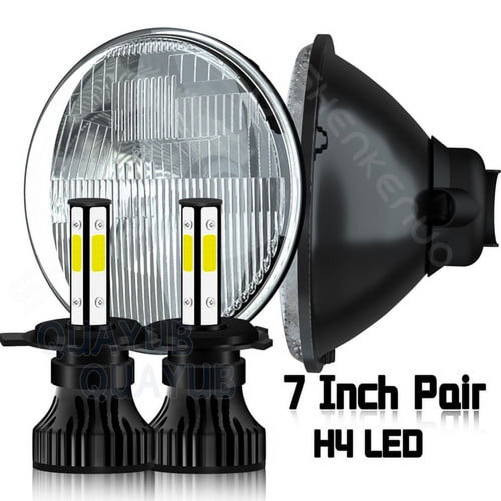 H6024 7" Round Glass Headlight Housing H4 Conversion Lights LOOK PAIR ...