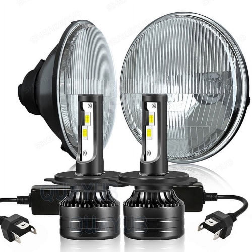 H6024 7" Round Glass Headlight Housing H4 Conversion Lights LOOK PAIR ...