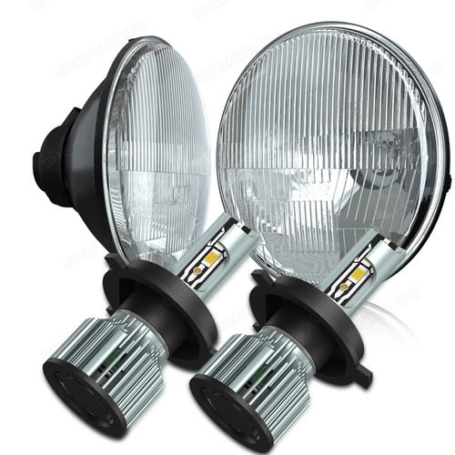 H6024 7" Round Glass Headlight Housing H4 Conversion Lights LOOK PAIR ...