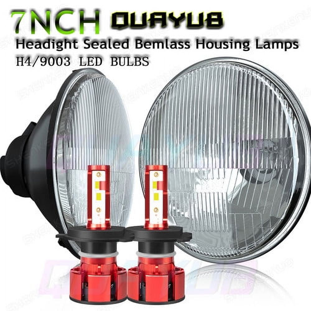 H6024 7" Round Glass Headlight Housing H4 Conversion Lights LOOK PAIR ...