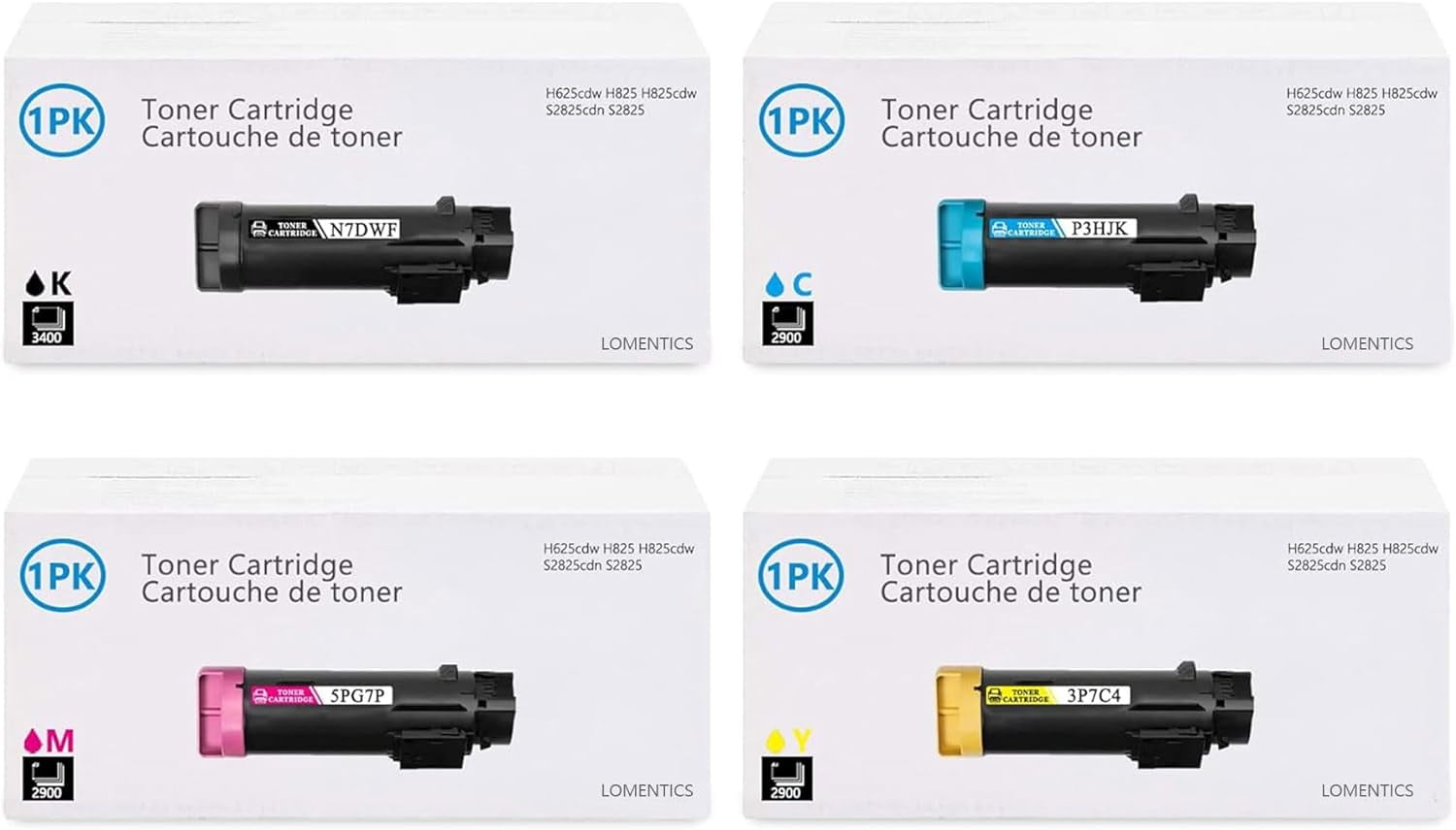 H625 Toner Cartridges High Yield 4 Pack - (Black, Cyan, Magenta, Yellow ...