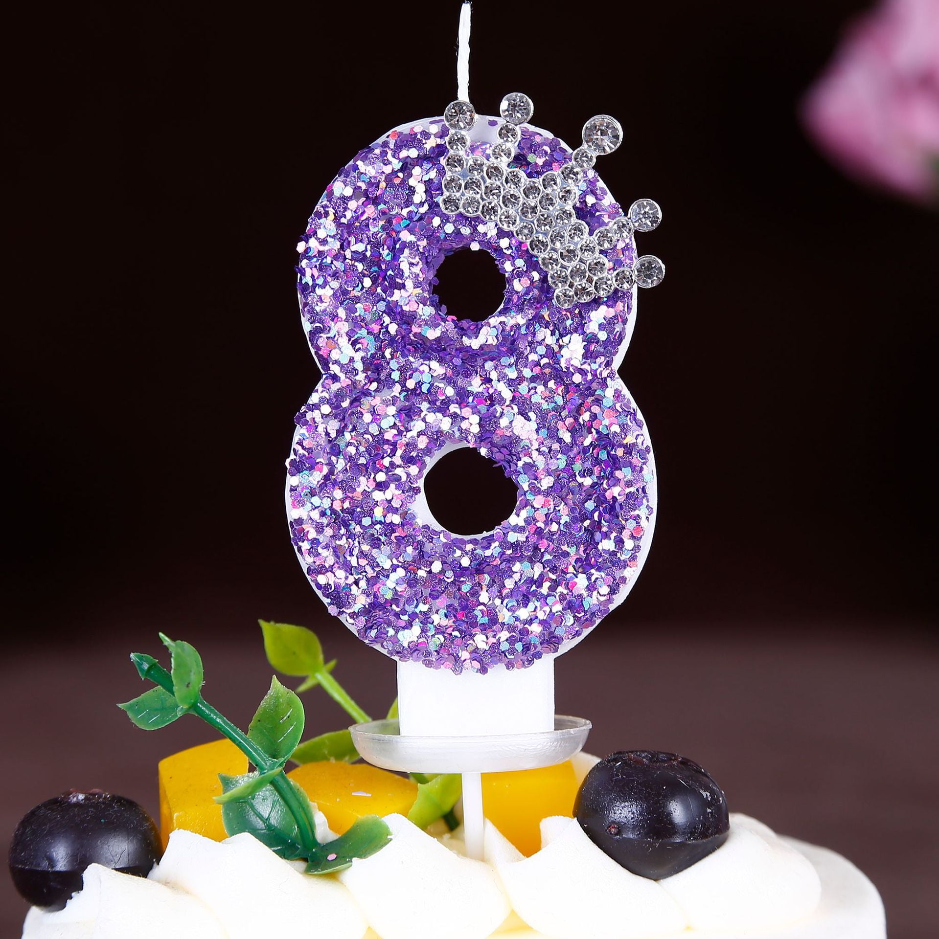 H7.5cm Cake Add-on Purple Crown digital candle Birthday cake candle ...