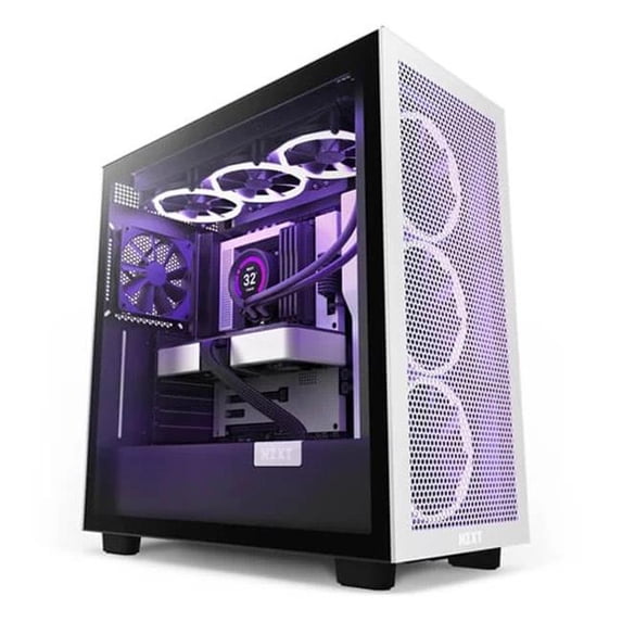 H7 Flow E-atx Transparent Side Panel Mid Tower Cabinet, White & Black ...
