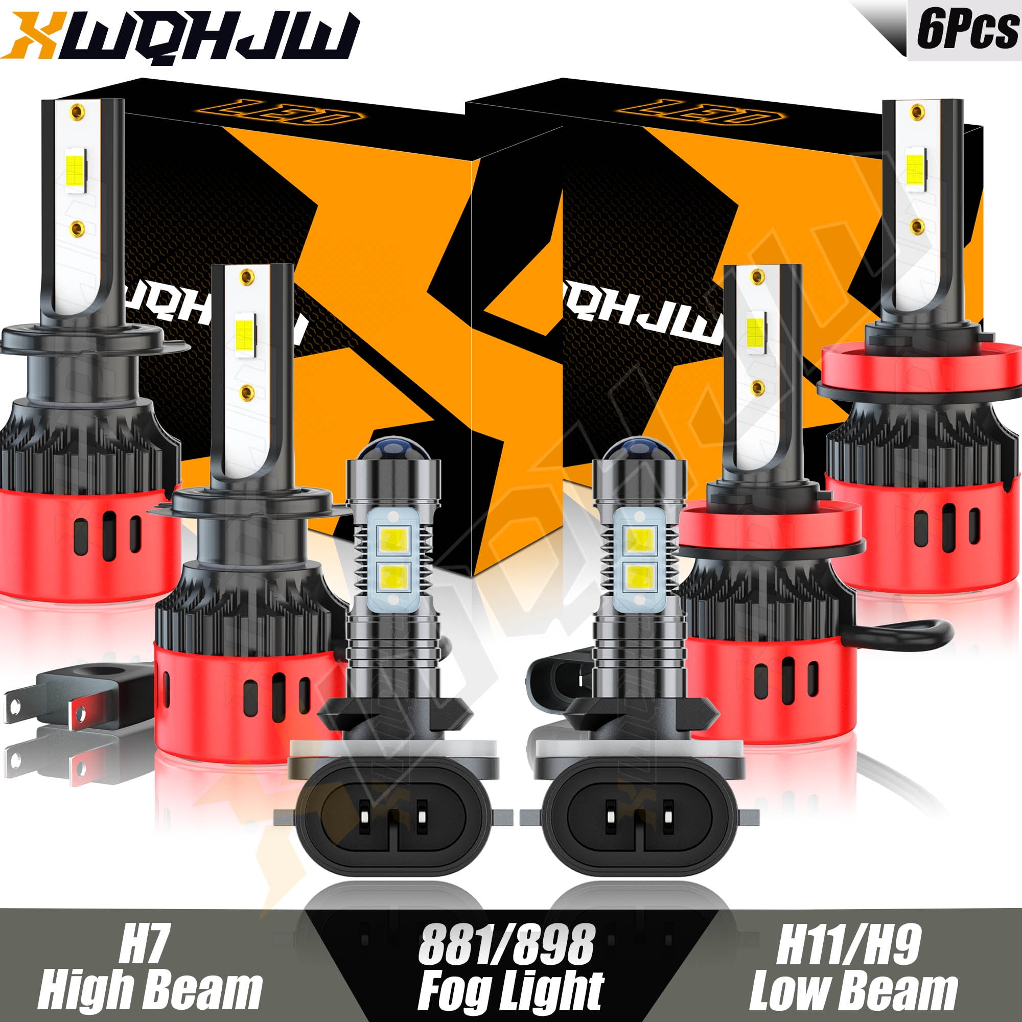 H7 H11 881/898 LED Headlight Fog Light Bulbs 6000K Hi/Lo+Fog Plug&Play ...