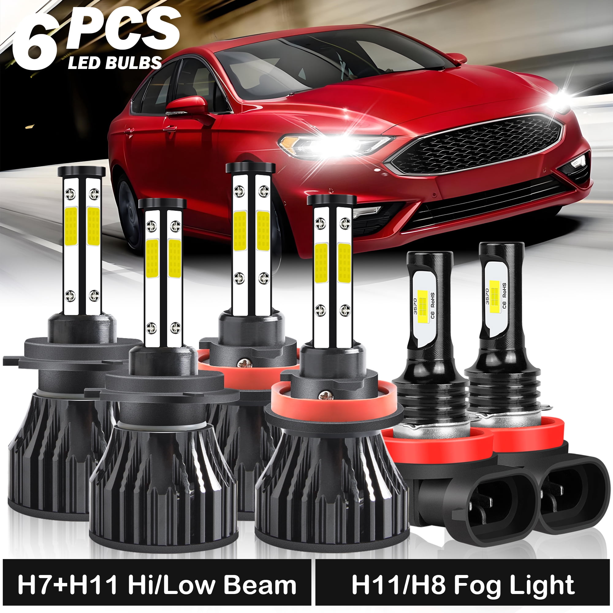H7 H11 High&Low Beam for Ford Fusion 2006-2010 2011 2012 2013 2014 2015 ...