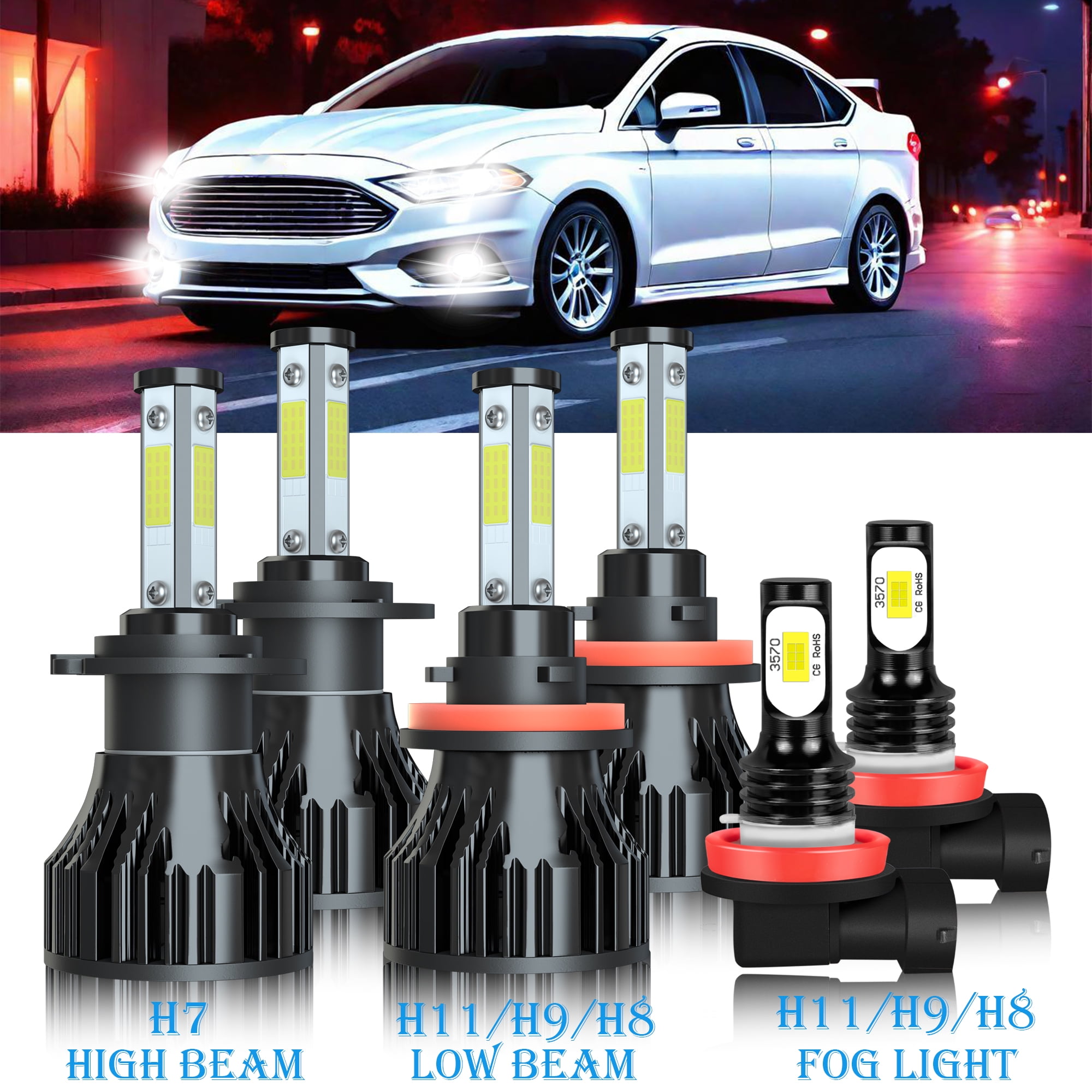 H7 H11 High&Low Beam for Ford Fusion 2006-2010 2011 2012 2013 2014 2015 ...