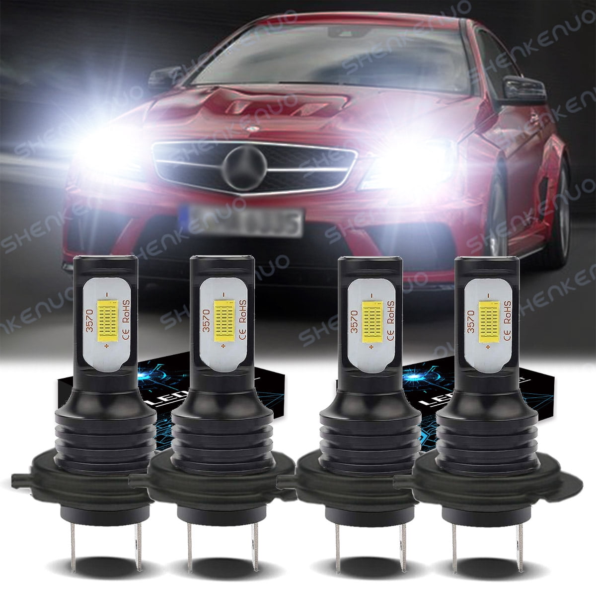 H7 Headlights for 2008-2019 Mercedes-Benz C300 H7 LED High/Low Beam ...