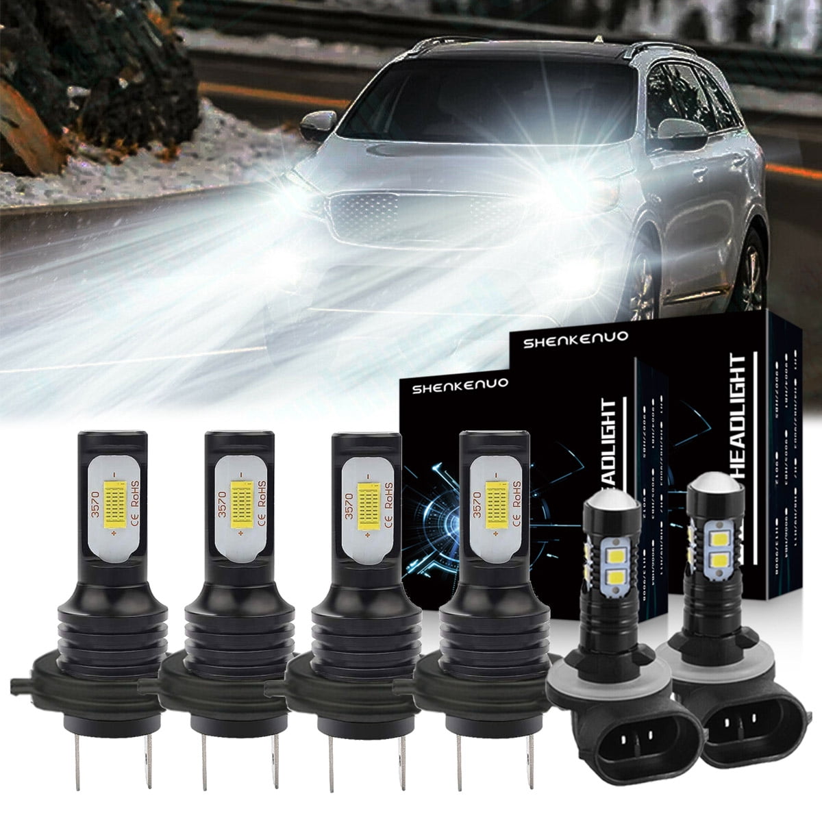 H7 Headlights for 2016 2017 2018 Kia Sorento 6500K White H7 High/ Low ...