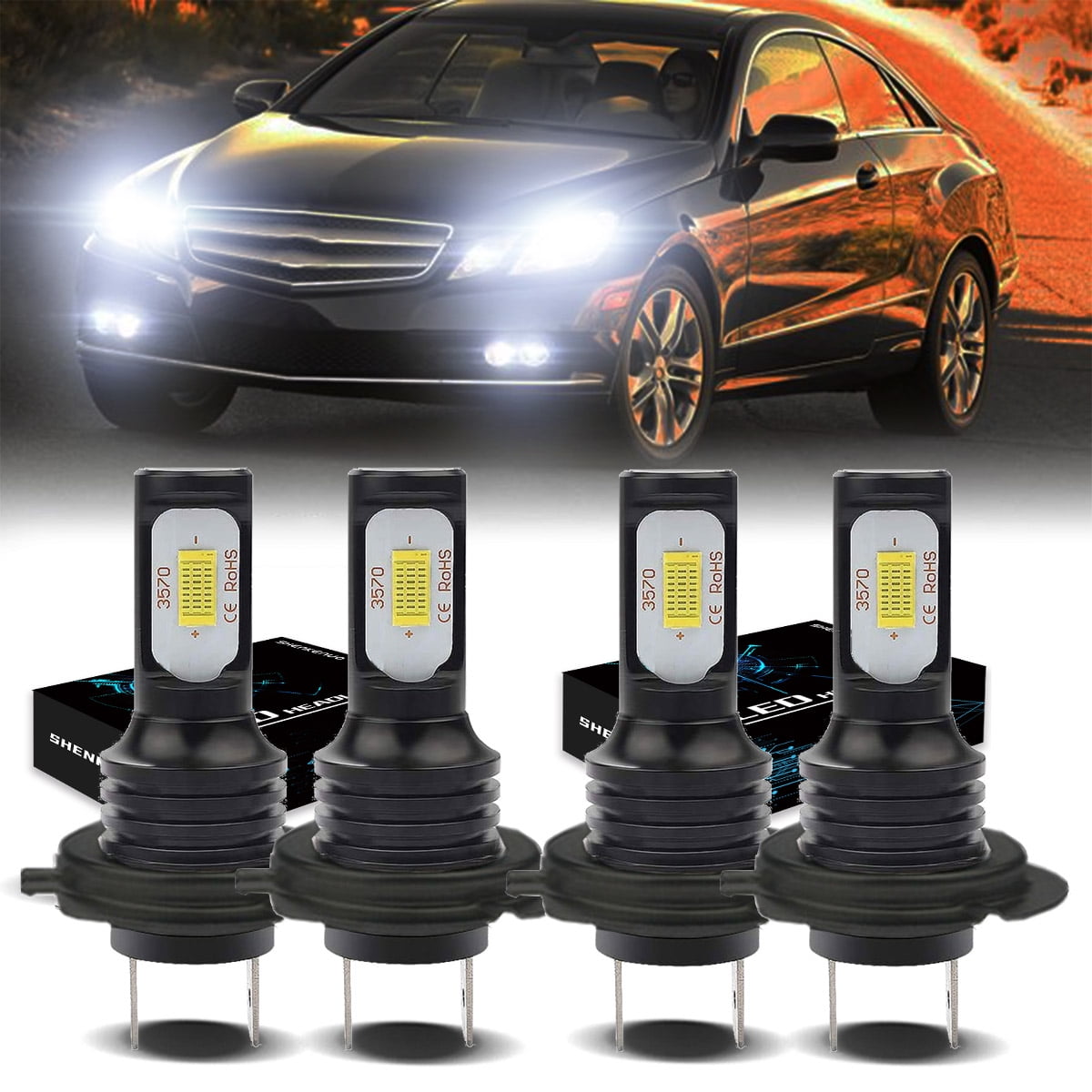 H7 Headlights for Mercedes-Benz C300 C350 B200 E320 E350 H7 LED High ...
