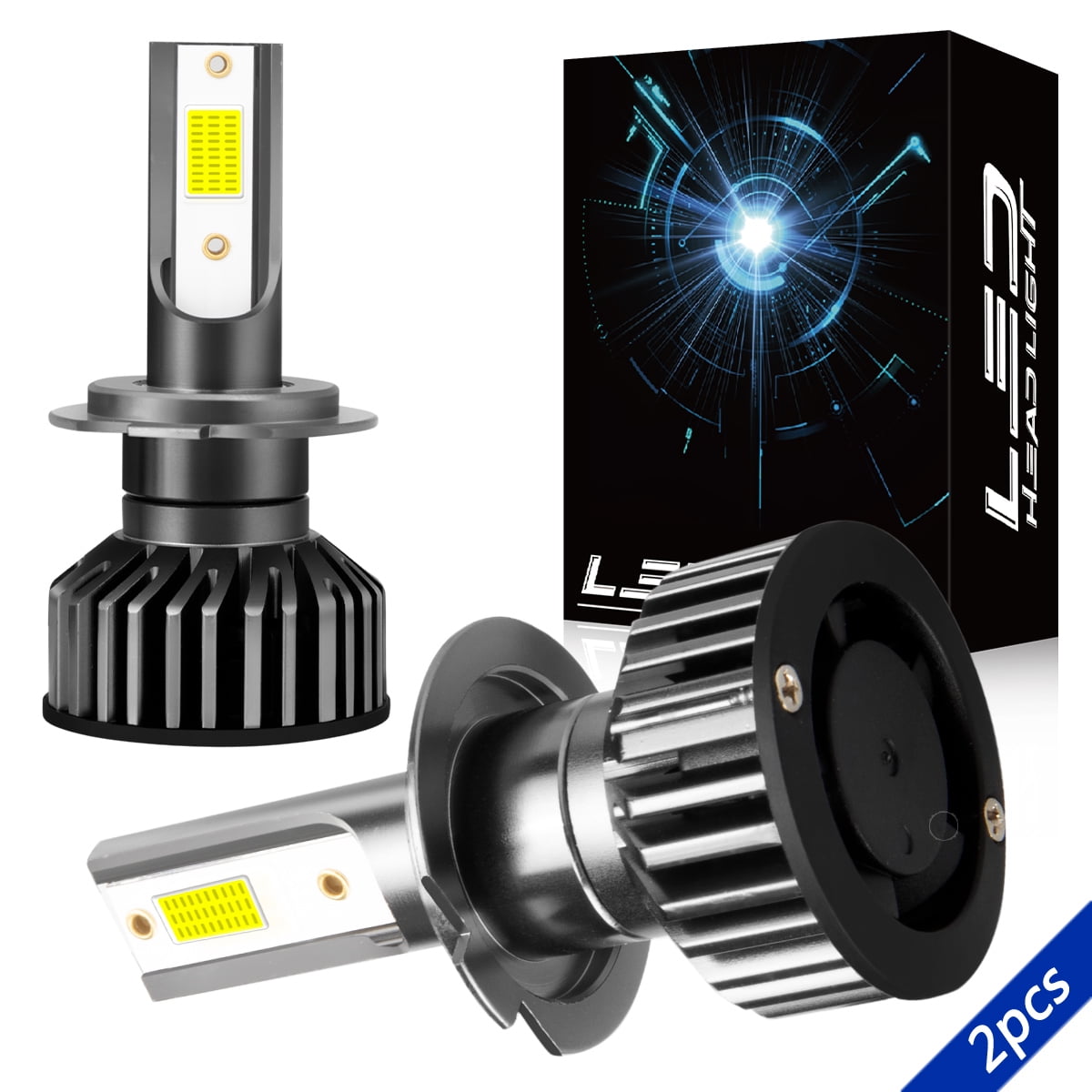 H7 High/Low Light LED Headlight Bulb Kit 6000K Cool White Super Bright ...