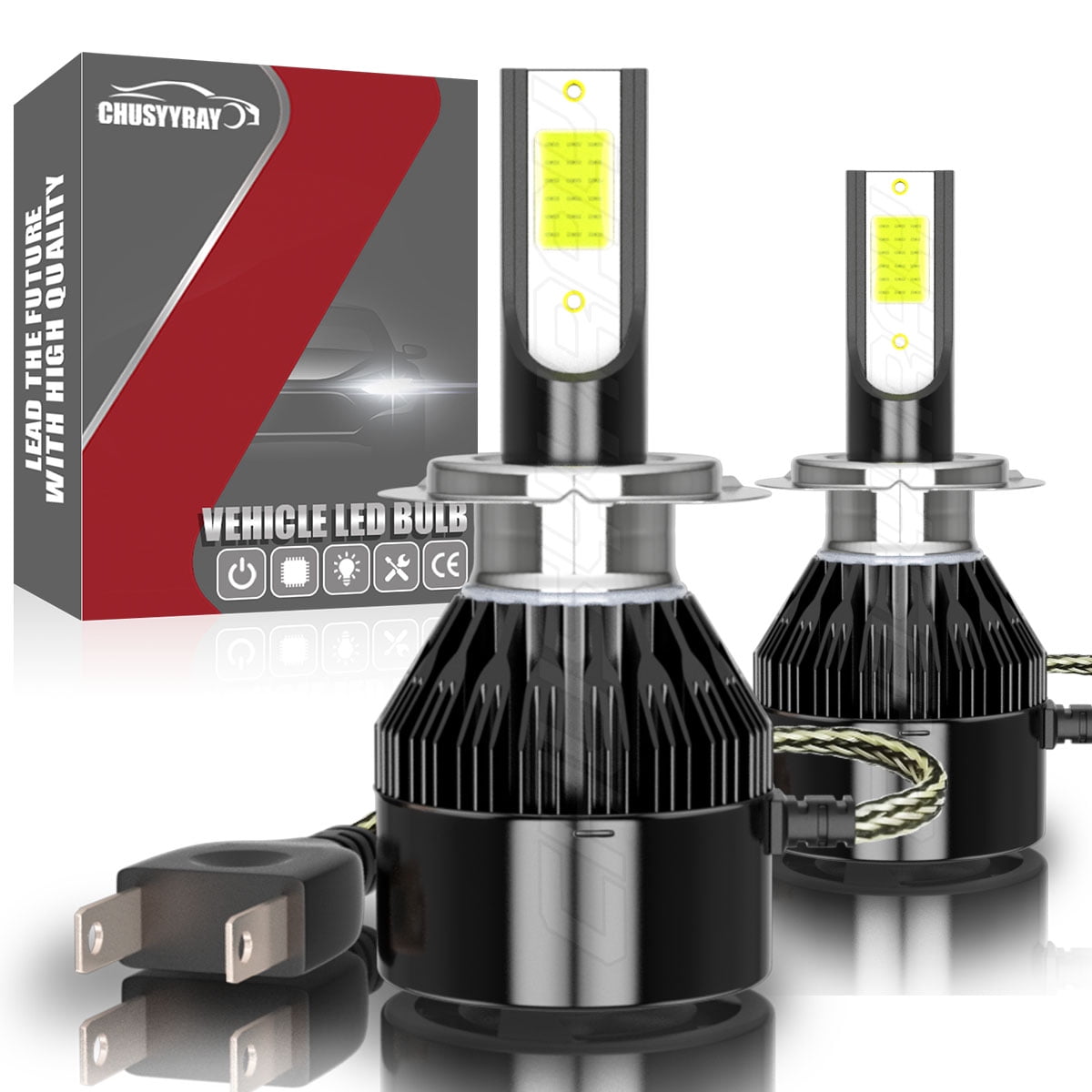 H7 LED Headlight 9000LM High/Low Beam 6000K White Bulbs Kit - Walmart ...
