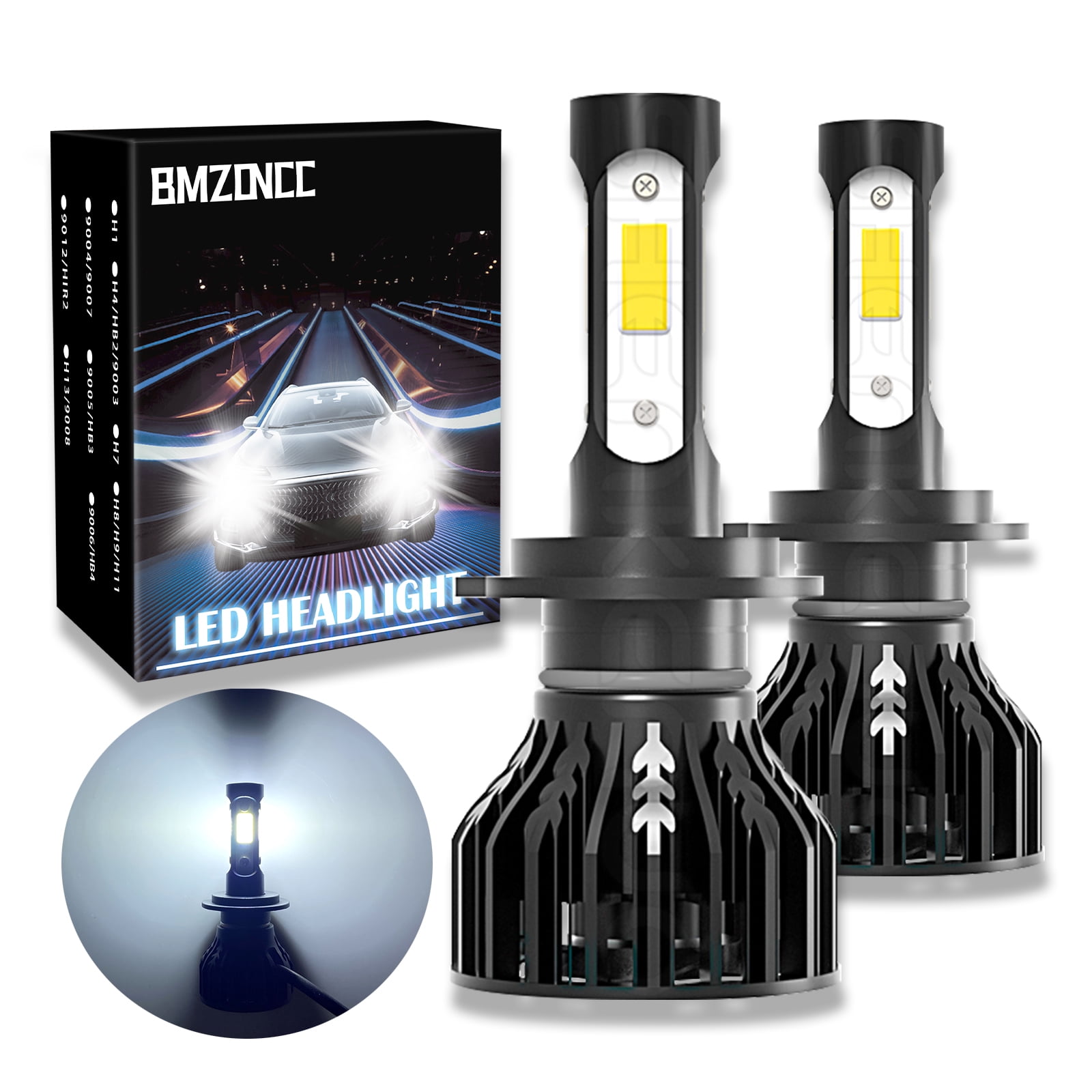 H7 LED Headlight Bulb, 1:1 Mini Size , 6000K White, 2 COB Chips Super ...