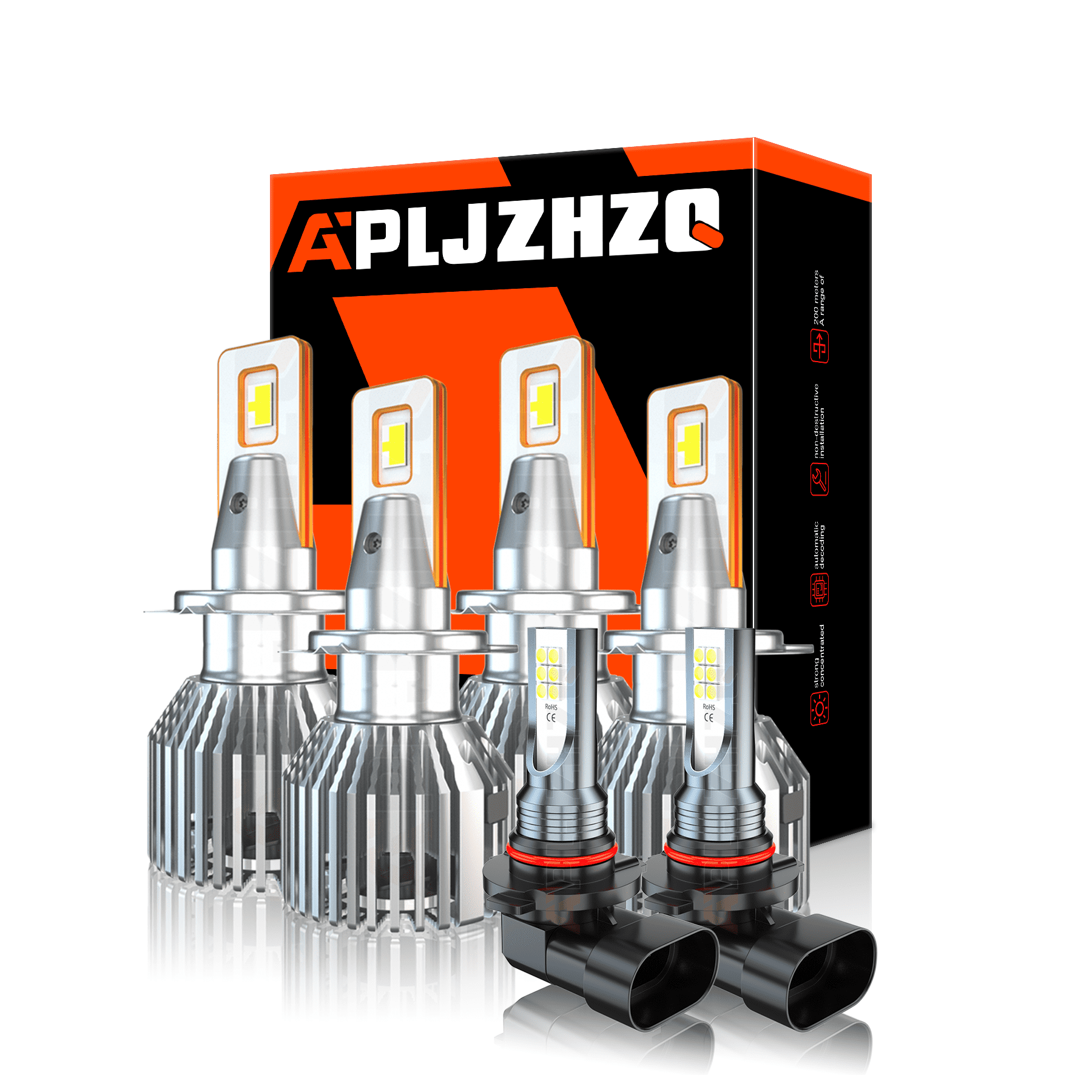 H7 LED Headlight Bulbs 9005 9145 Fog Light Combo Kit Halogen ...