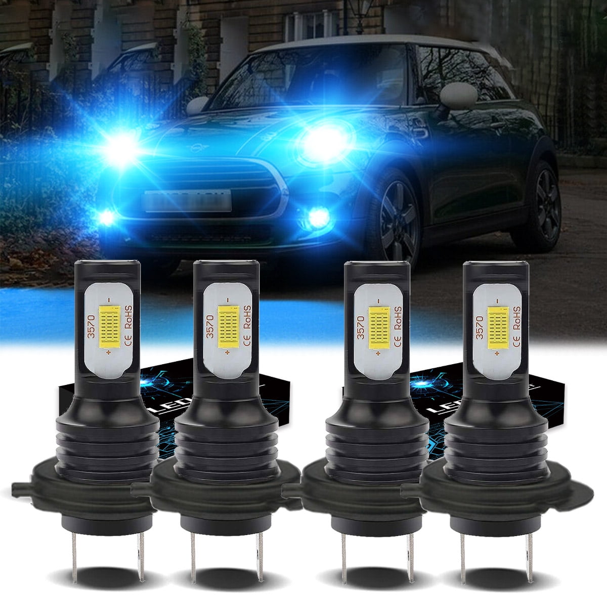 H7 LED Headlight Bulbs for 2005-2008 Mini Cooper H7 LED High/Low Beam ...