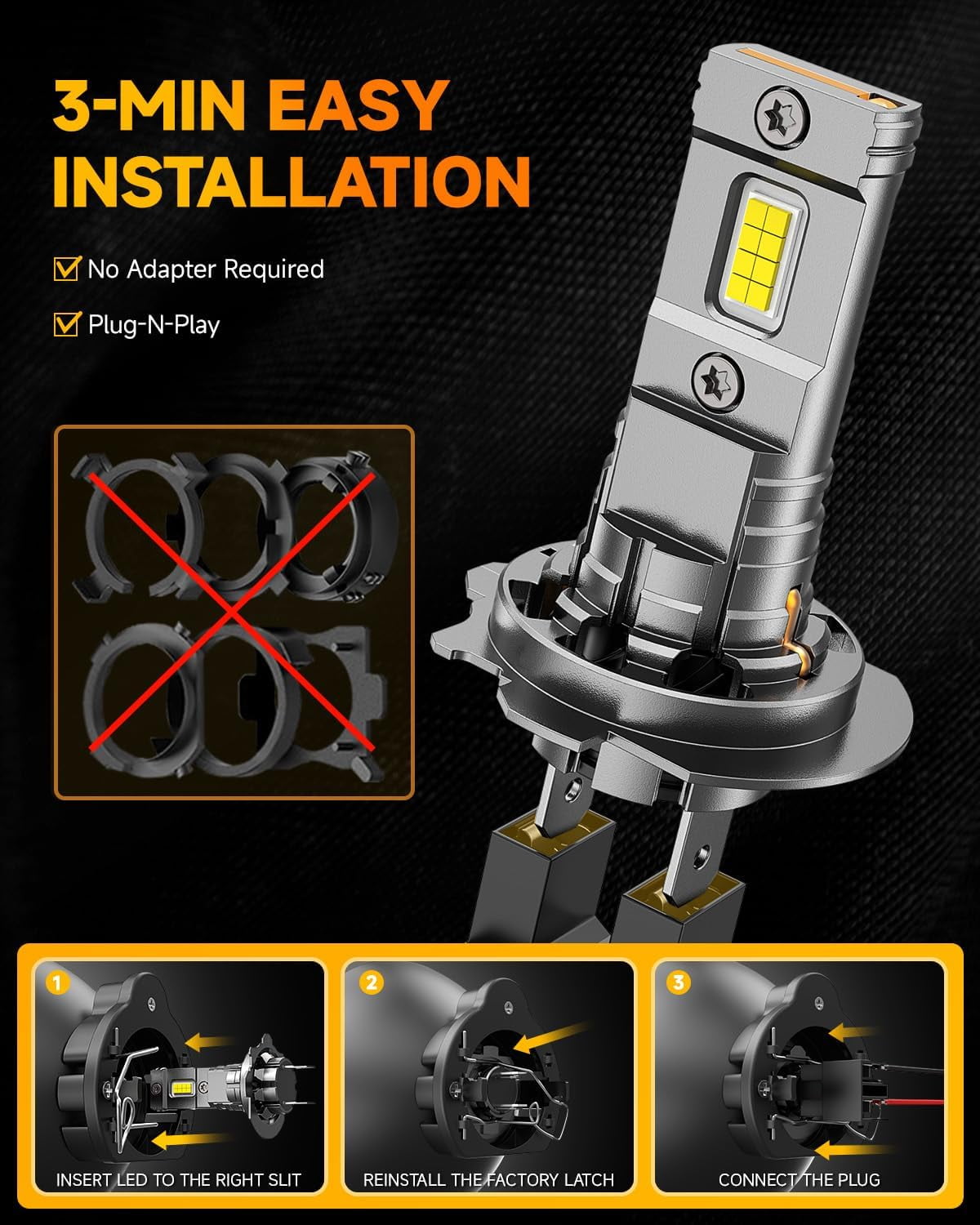 H7 Light Bulbs 6500K White, 28000LM 700% Super Bright H7 Fog Lights, Real 1:1 Mini Size with Fan ...