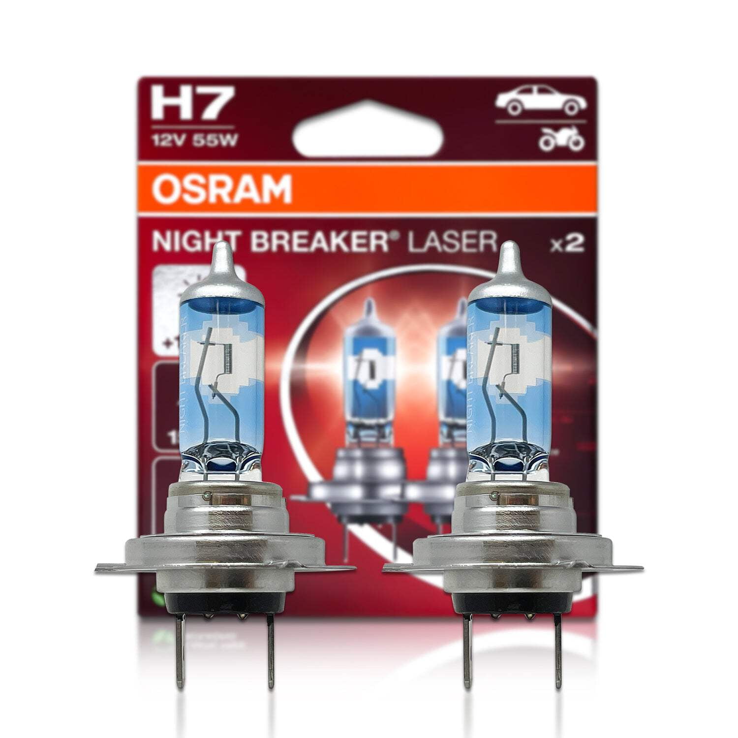 OSRAM NIGHT BREAKER LASER H7, +150% Brighter Halogen Headlight Lamp ...