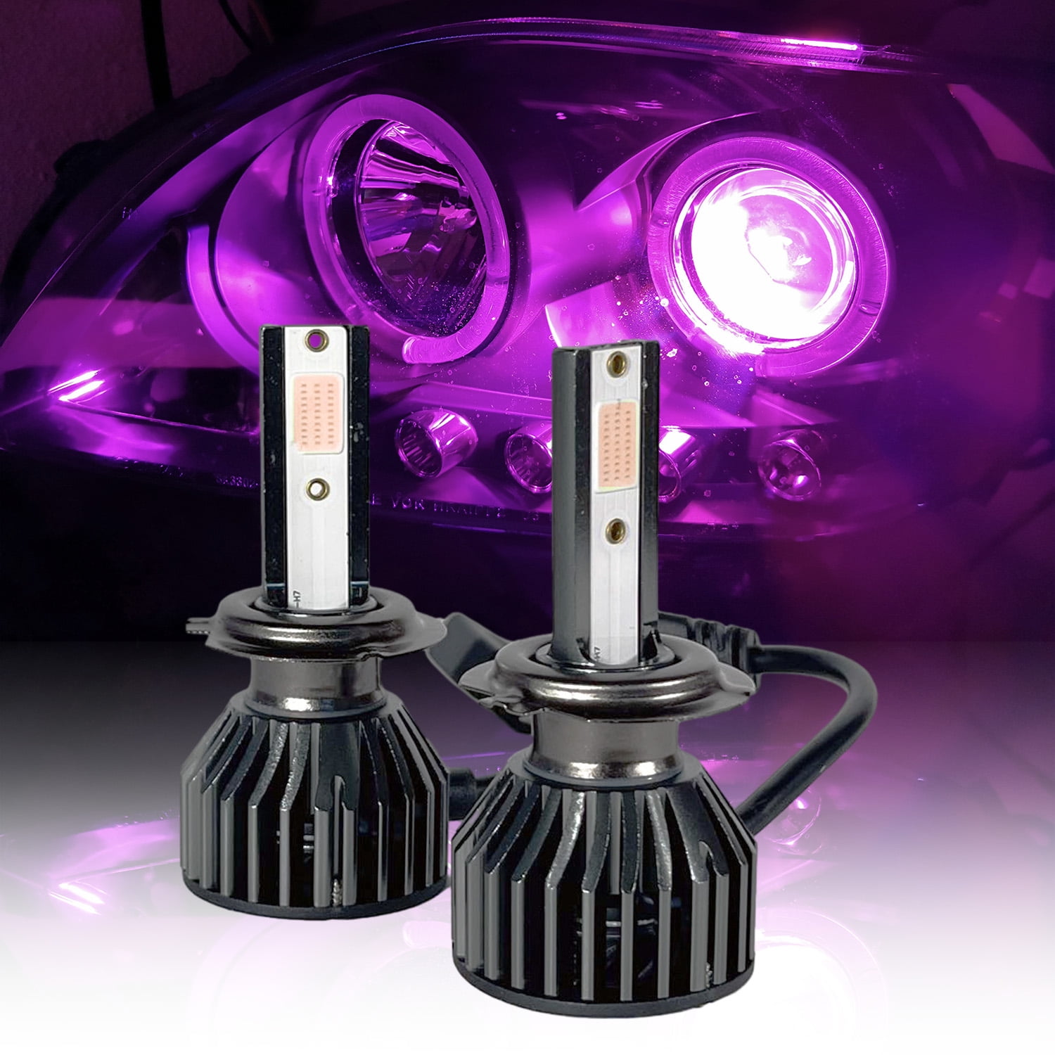 H7 Pink Purple LED Fog Light Bulbs 30W COB High Power Bright DRL High ...