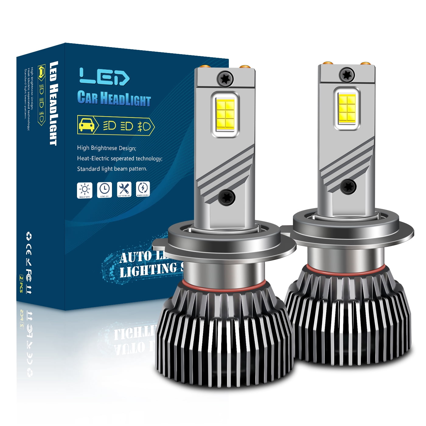 H7 Super Bright LED Bulbs 30000LM 6500K White for Car Headlights/Fog ...