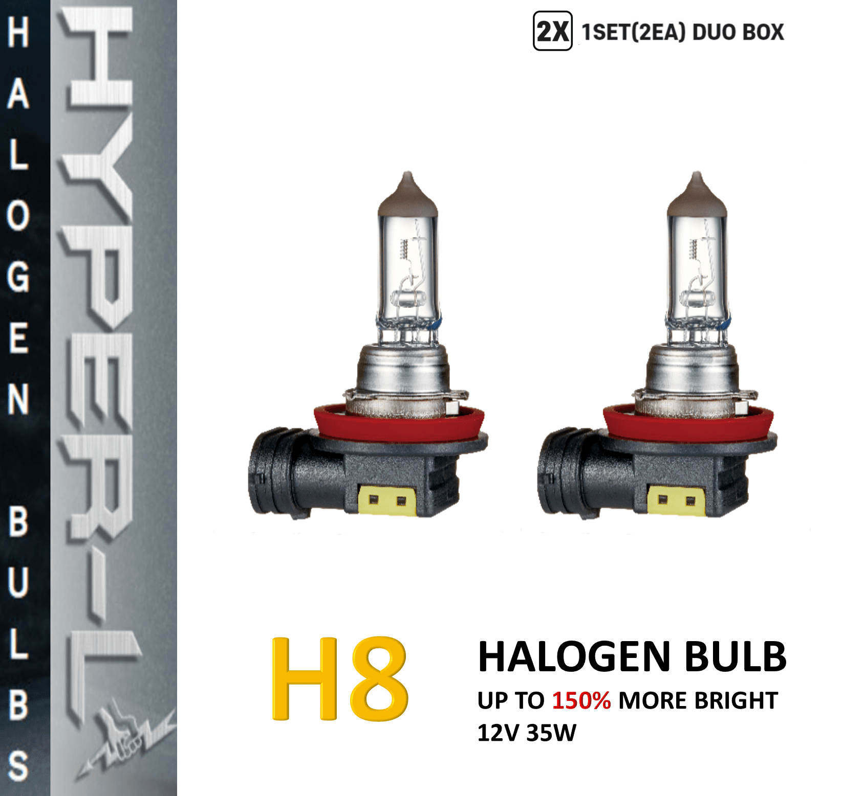 H8 Halogen 150% Super Bright Upgrade Headlight Bulb - Pack of 2 ...