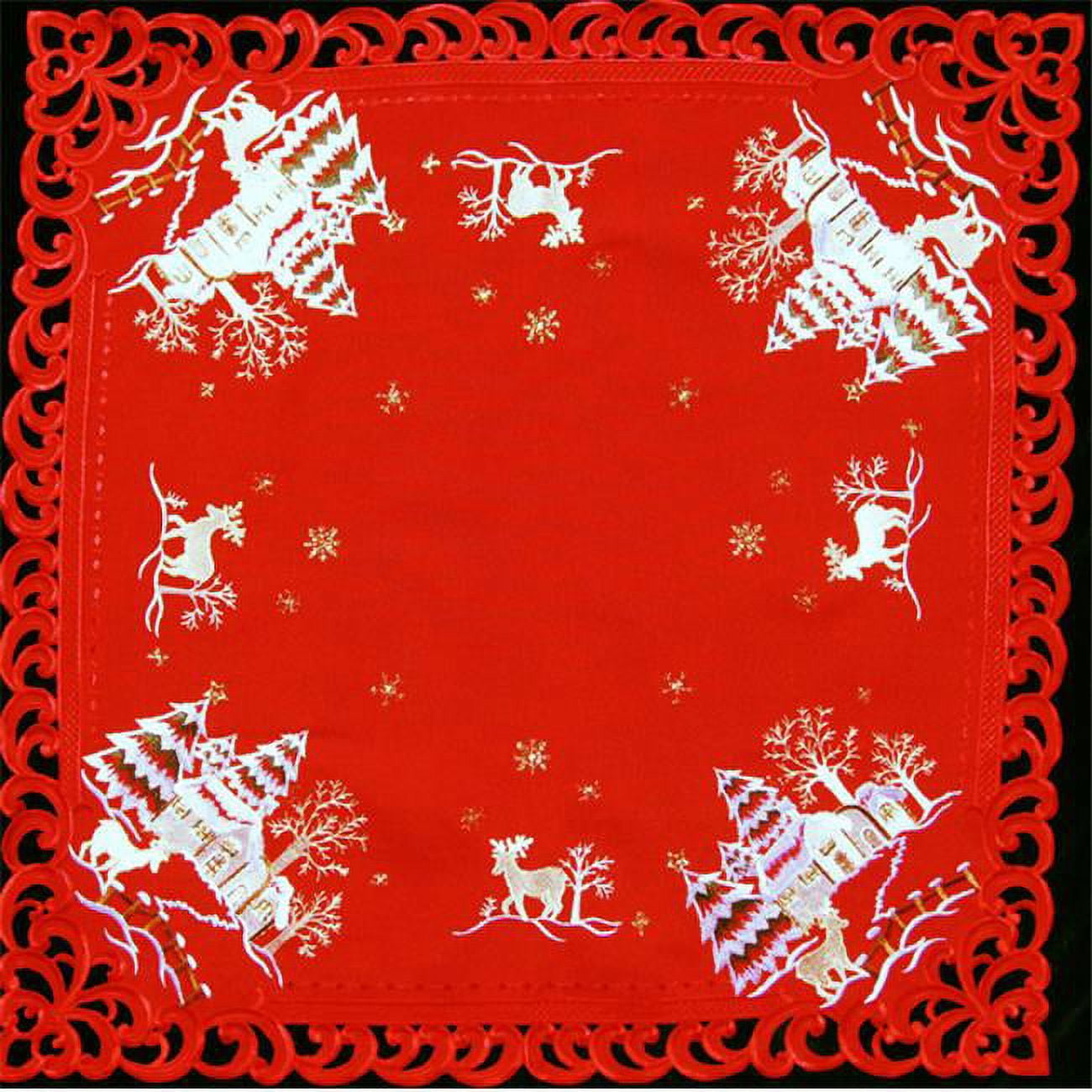 H8837-R Reindeer Red Cloth Square Table-Topper, 36 x 36 in. - Walmart.com