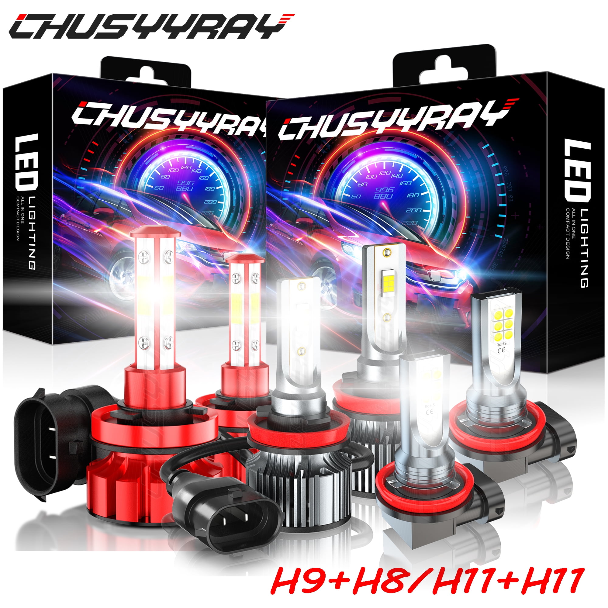 H9 H11 Hi+Low Beam LED Headlight + H11 Foglight Bulbs for Lexus CT200h 2011 2012 2013 White ...