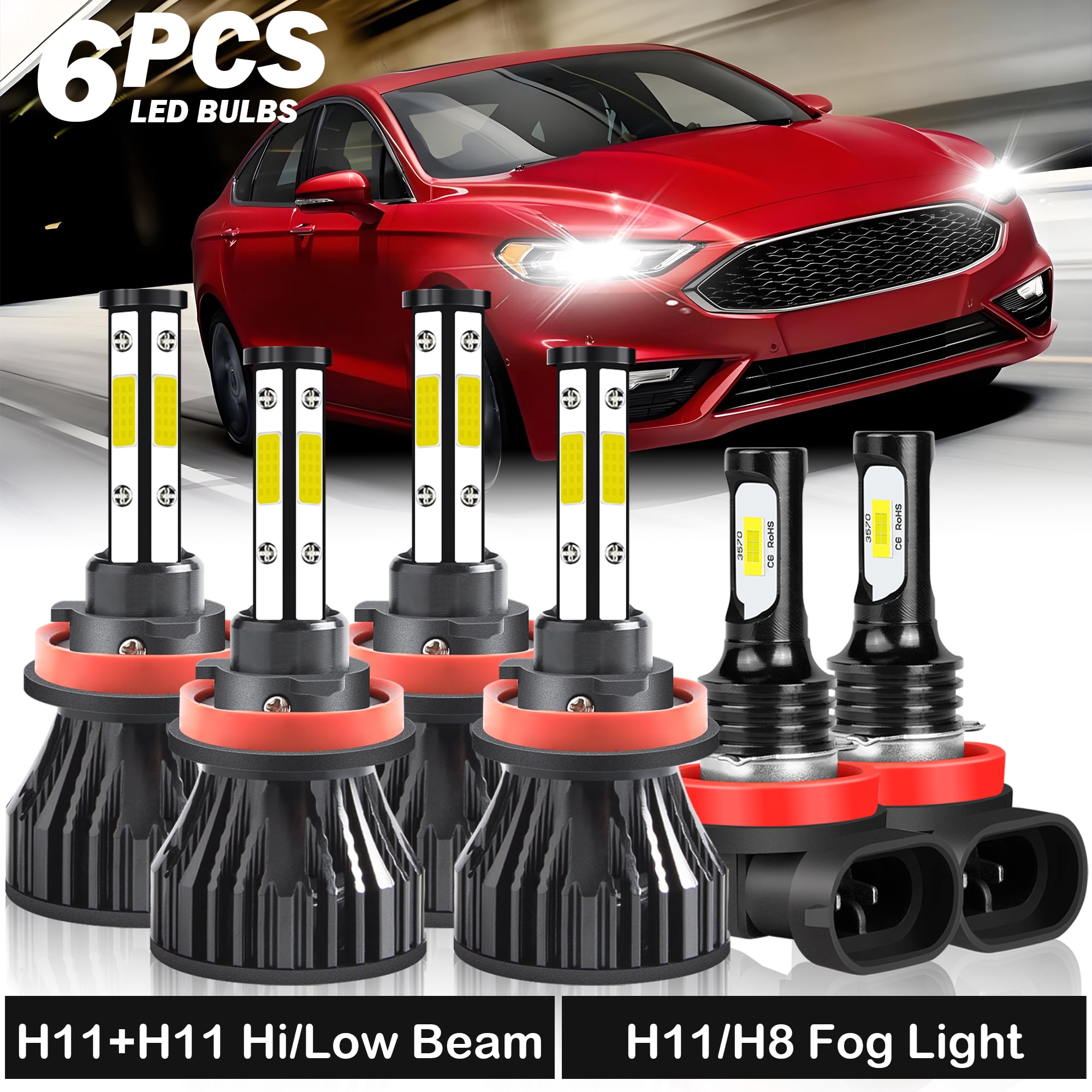 H9 H11 High&Low Beam for Ford Fusion 2019-2020 LED Headlights Fog ...