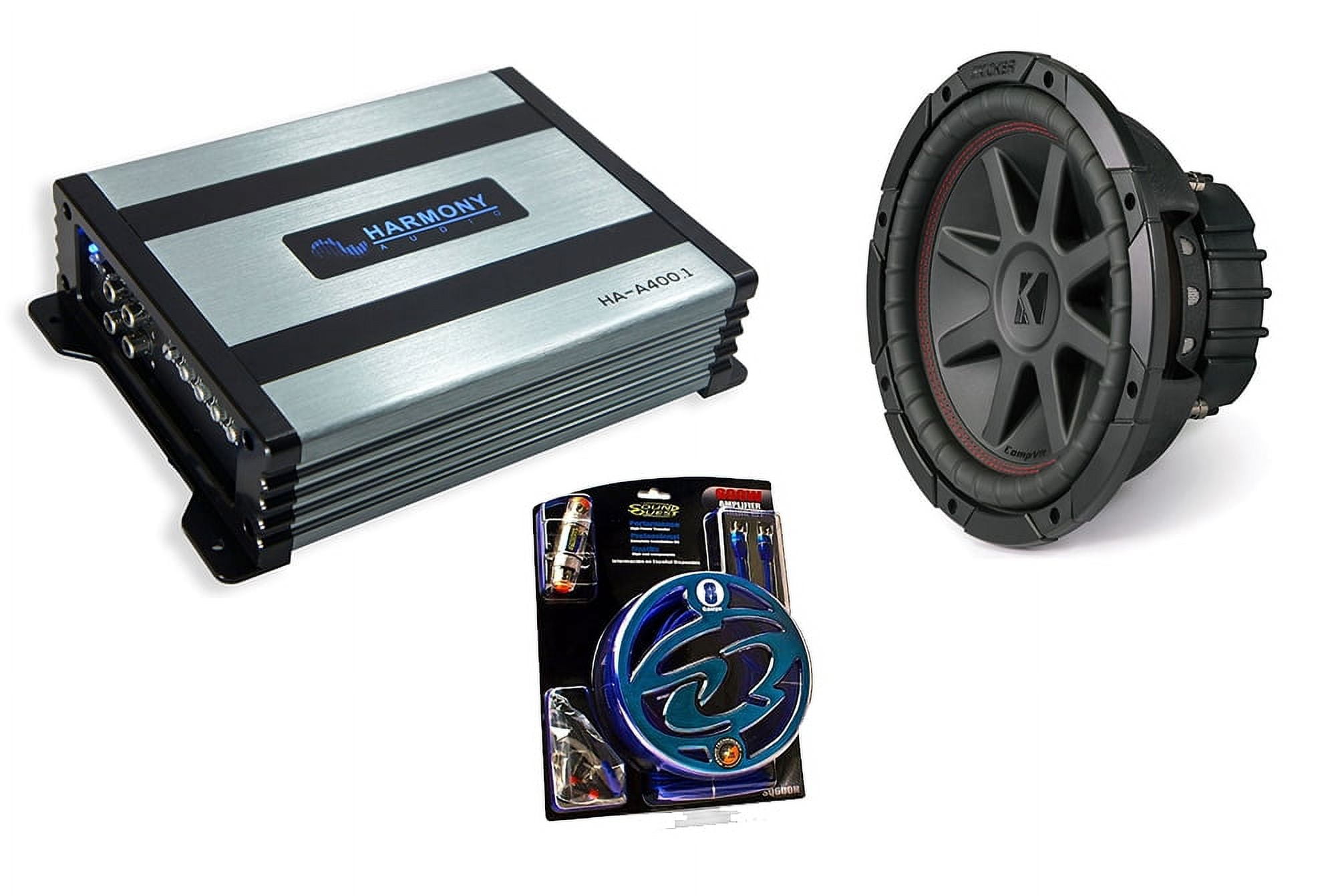 HA-A400.1 800W Sub Amp, Kicker 43CVR102 CVR10 Series 400W Sub & SQK8 ...
