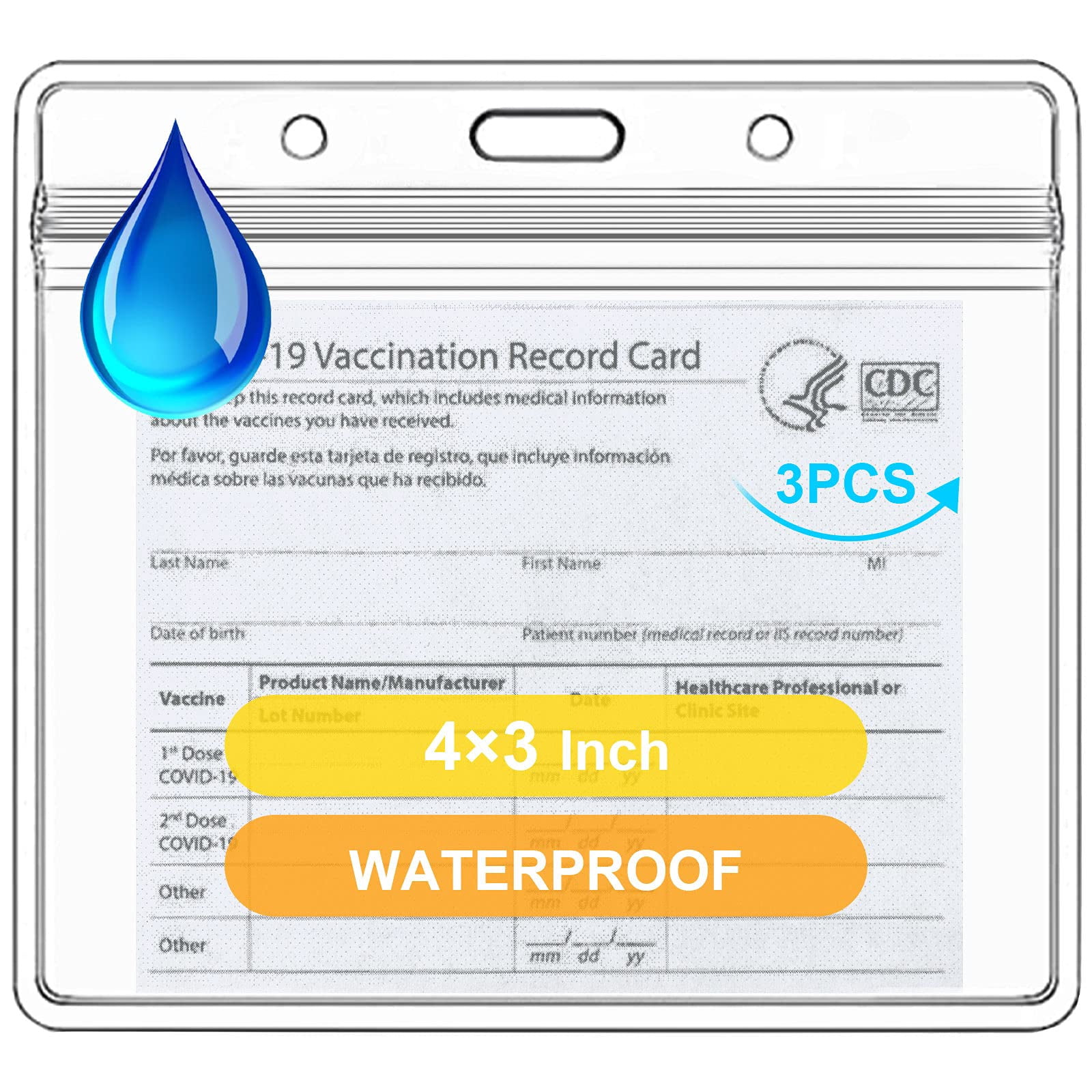 HA-EMORE 3 Pack CDC Vaccination Card Protector, 4 X 3" Immunization ...