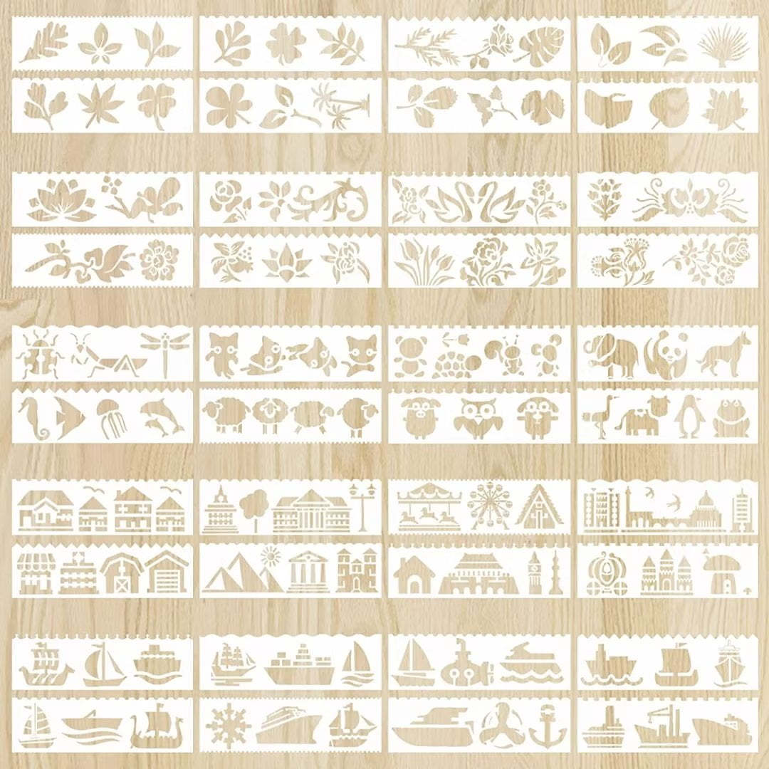 HA-EMORE 40PC Children Painting Stencils, Landscape Journal Stencil ...