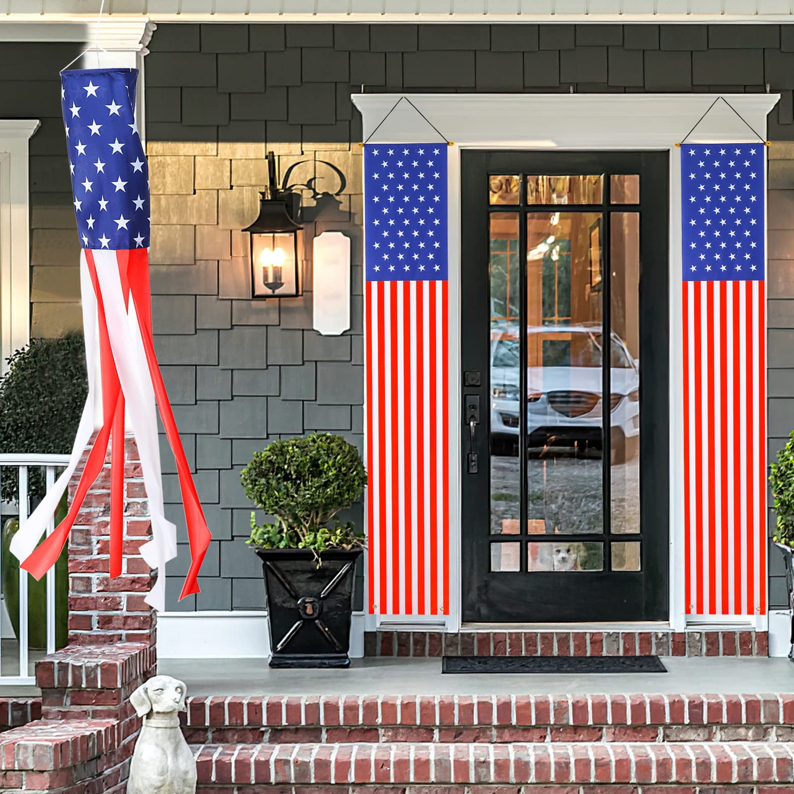HA-EMORE 4th of July Decorations Hanging American Flag Banners Porch ...