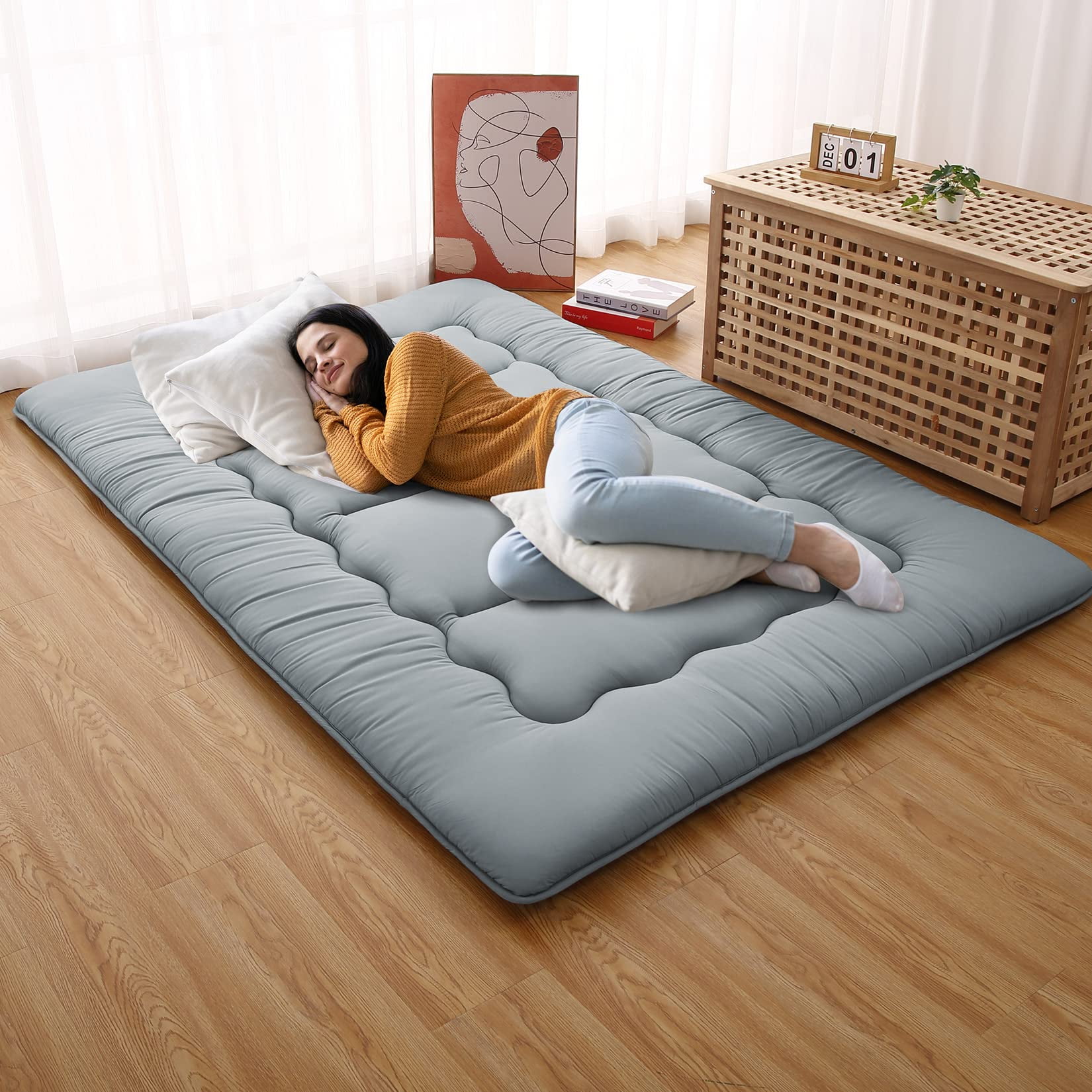 HA-EMORE Portable Foam Full Size Futon Mattress, Foldable Tatami Mat ...