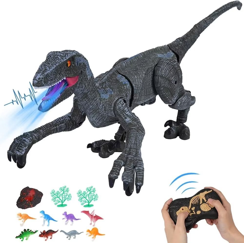 HA-EMORE Remote Control Dinosaur Toys Walking Roaring Velociraptor 2 ...