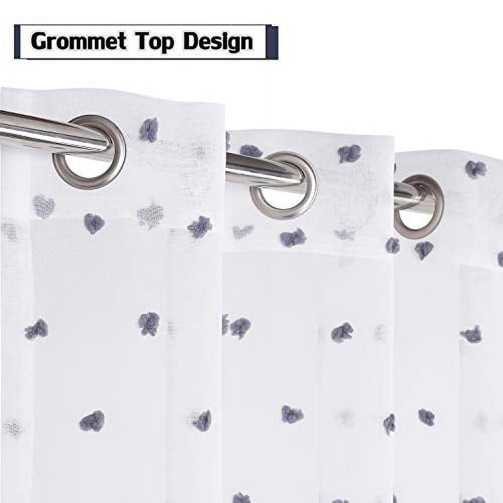 HA-EMORE Sheer Curtains with Pompom Design, Jacquard Sheer Window ...
