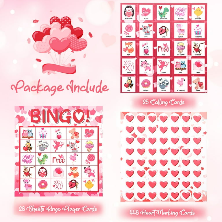 HA-EMORE Valentines Day Bingo Cards 28 Players Bingo Game Cards🤕 ...