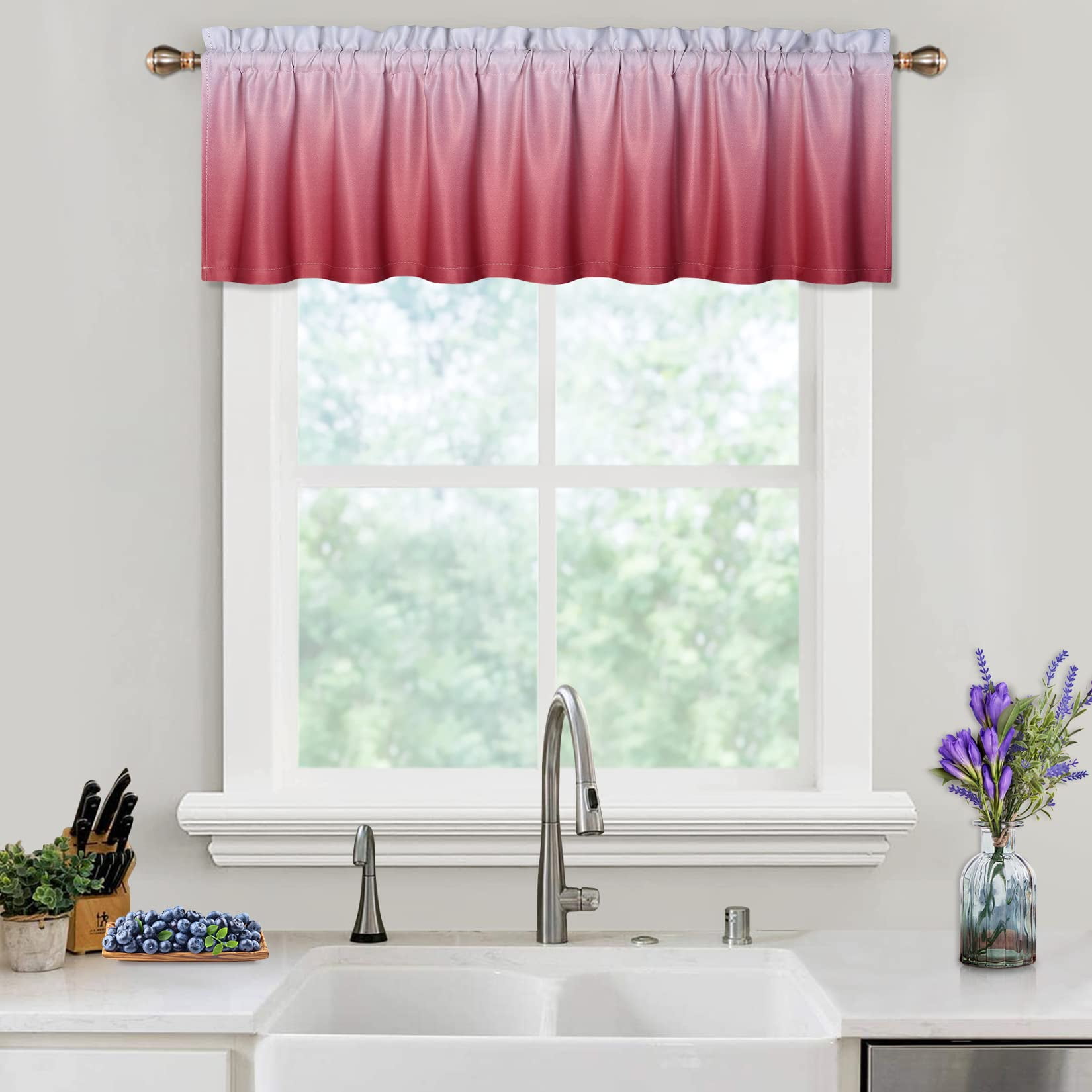 HA-EMORE Window Valances for Bathroom, Ombre Blackout Valance for ...
