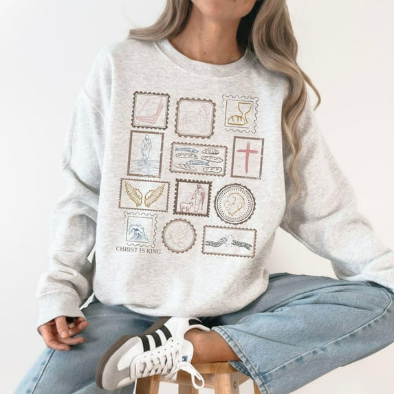 HA Sweatshirts Christ Is King Stamp Style Graphic Christian Symbol ...